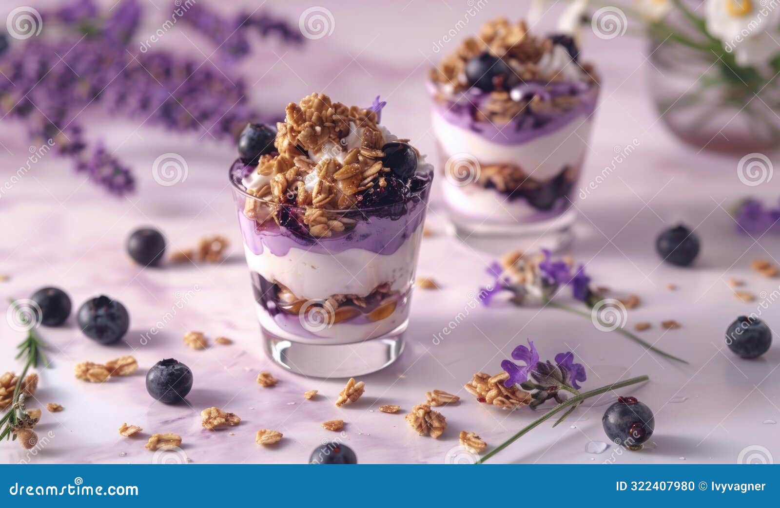 Blueberry Parfait on a Pale Lavender Backdrop Stock Photo - Image of ...