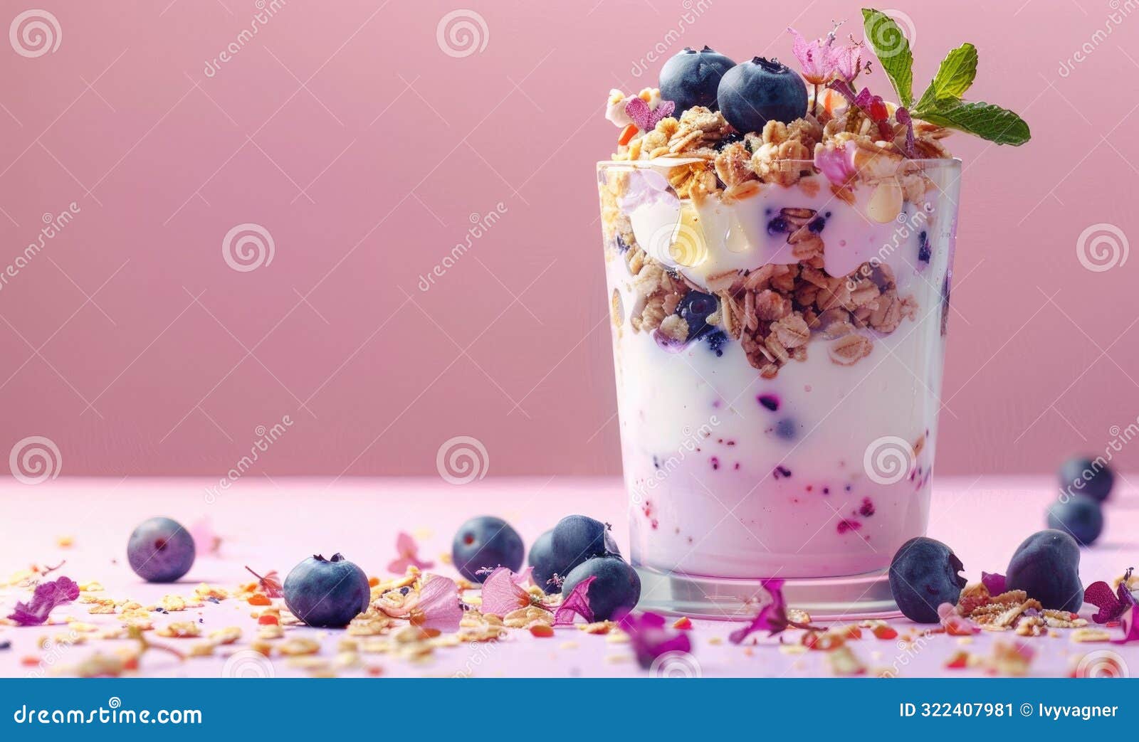 Blueberry Parfait on a Pale Lavender Backdrop Stock Image - Image of ...