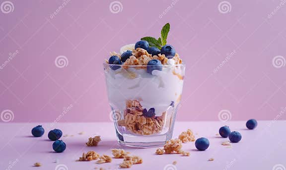 Blueberry Parfait on a Pale Lavender Backdrop Stock Photo - Image of ...