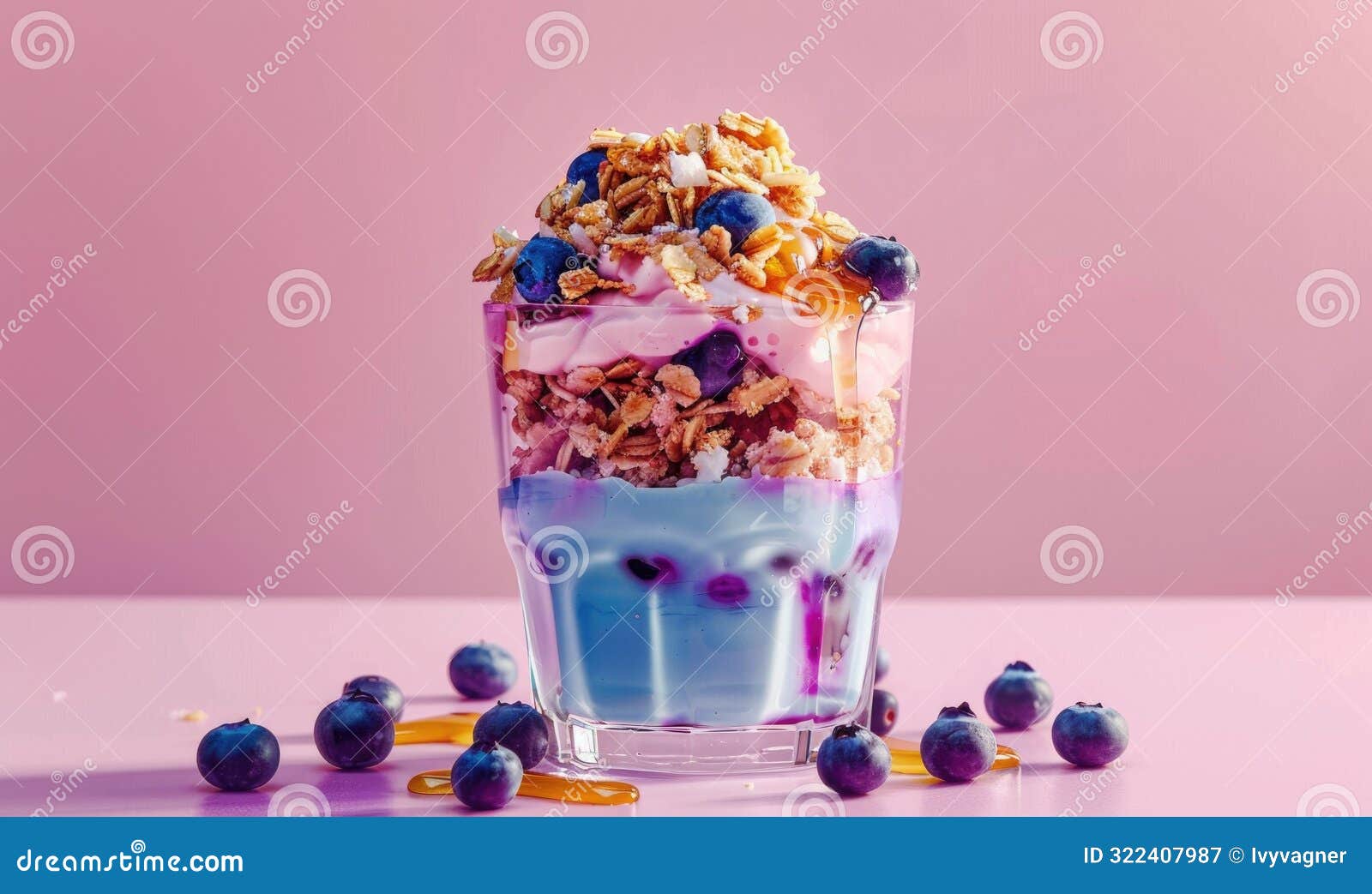 Blueberry Parfait on a Pale Lavender Backdrop Stock Image - Image of ...