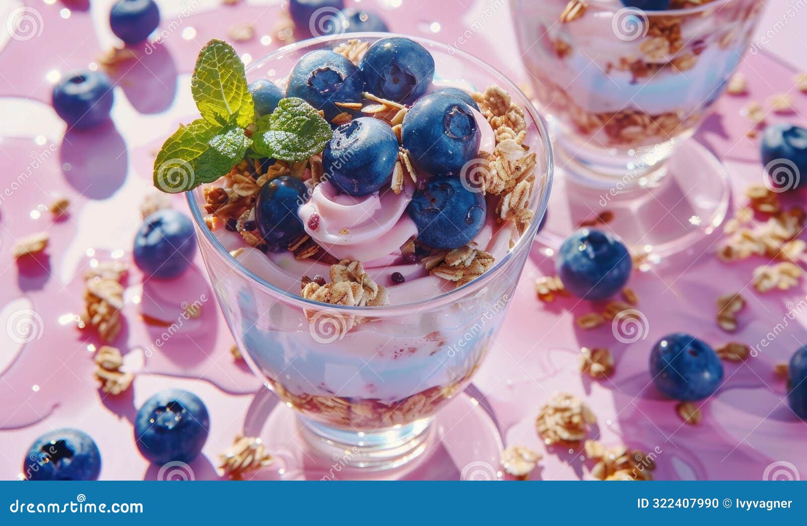 Blueberry Parfait on a Pale Lavender Backdrop Stock Photo - Image of ...