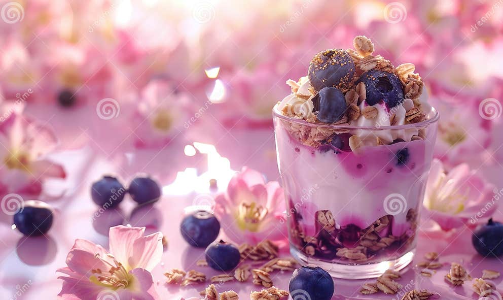 Blueberry Parfait on a Pale Lavender Backdrop Stock Photo - Image of ...