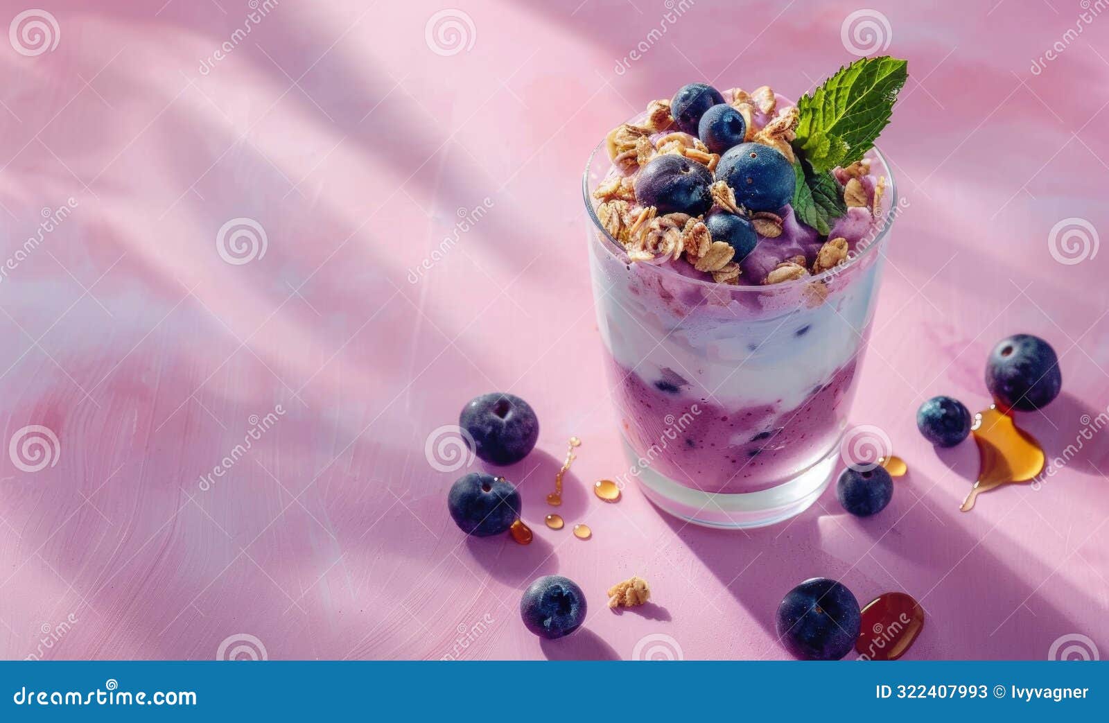 Blueberry Parfait on a Pale Lavender Backdrop Stock Image - Image of ...
