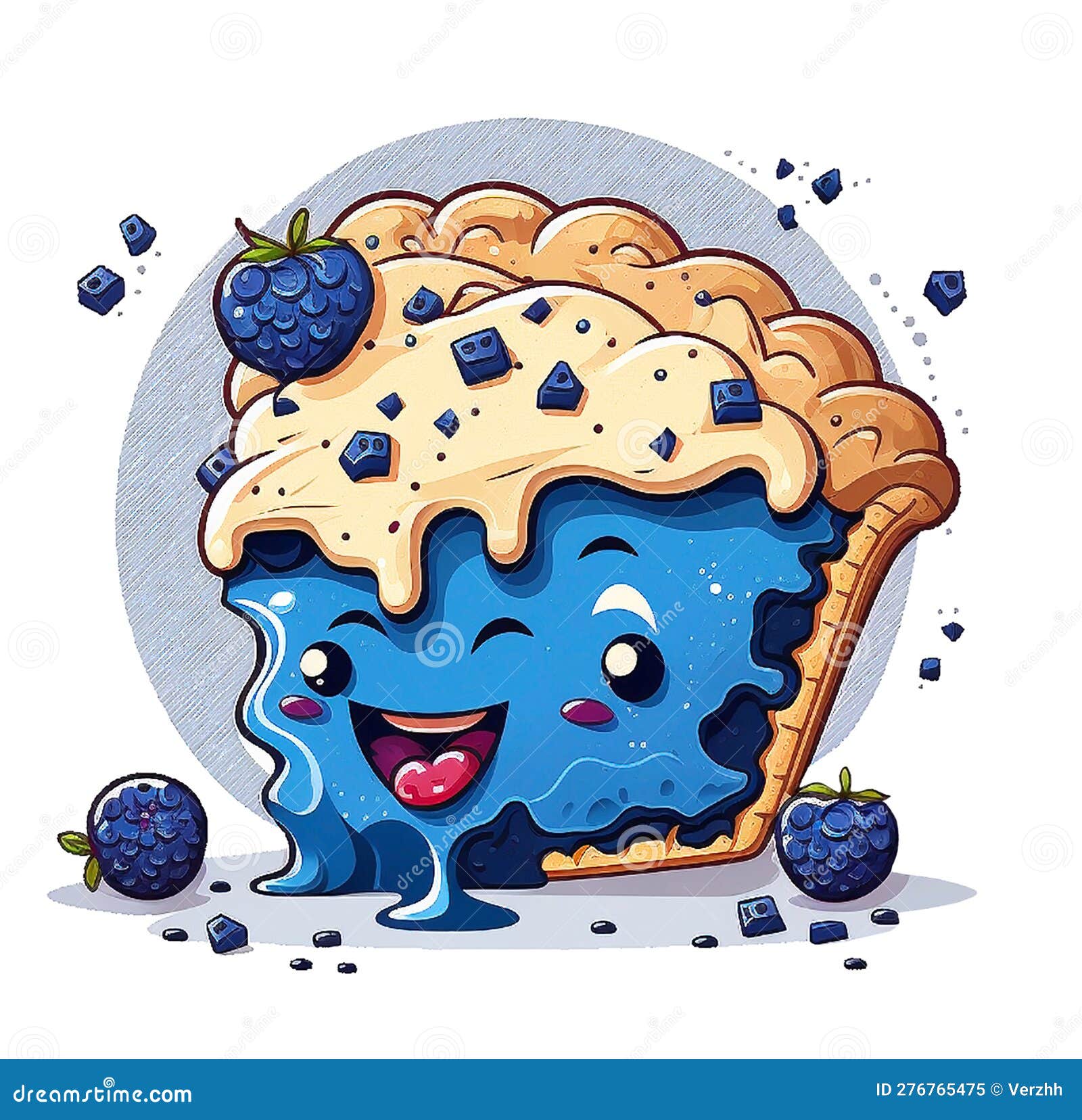 Blueberry Pie Cartoon Style on White Background Stock Image - Image of ...