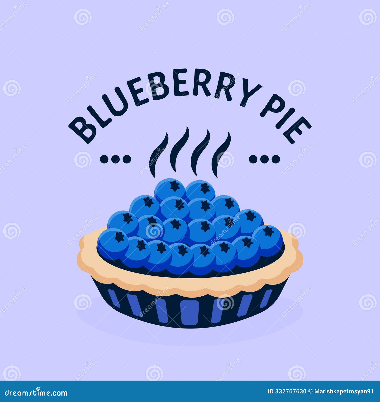 Blueberry Pie Logo Flat Design Stock Illustration - Illustration of ...