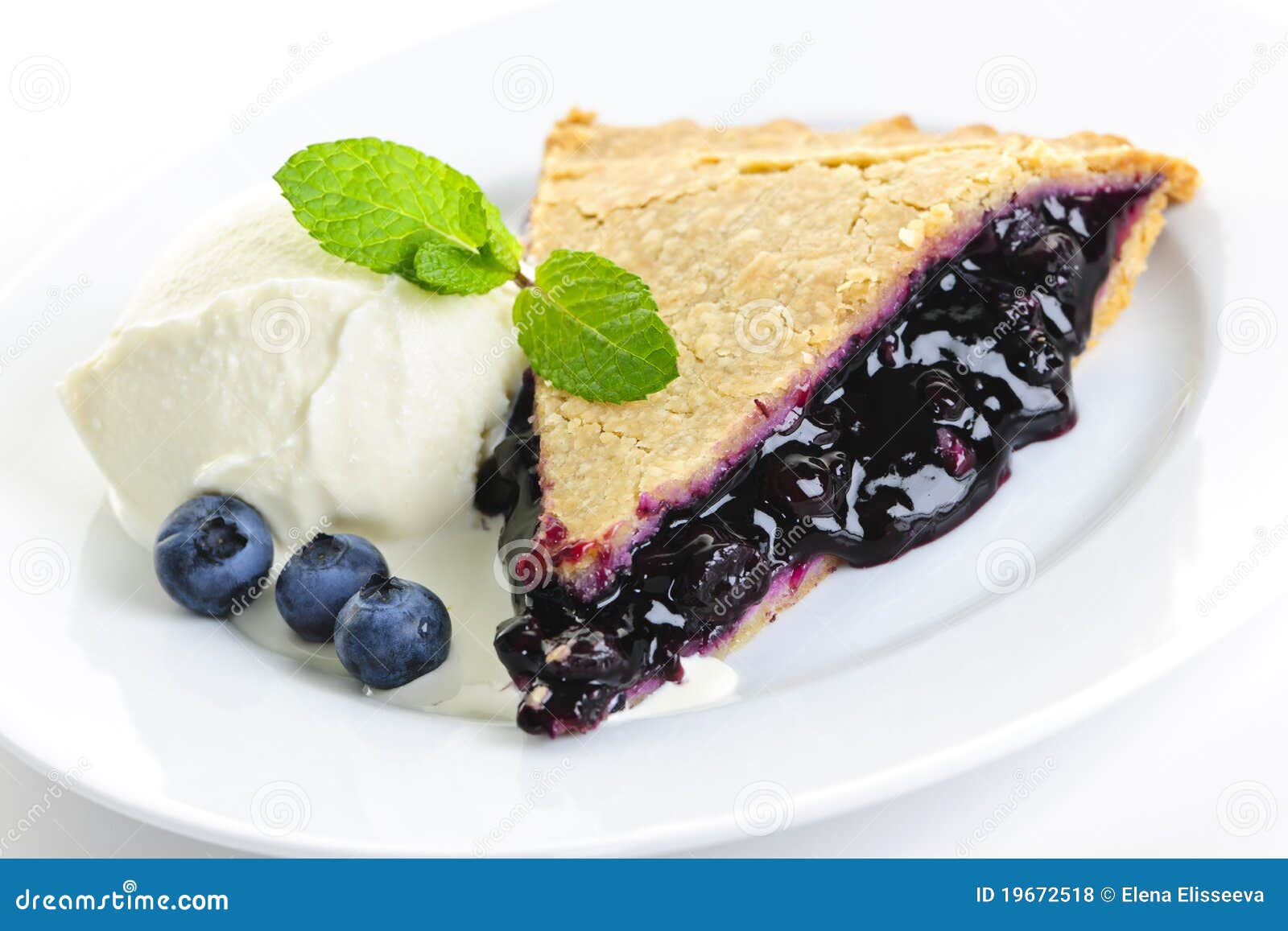 Blueberry pie slice stock photo. Image of plate, cook - 19672518