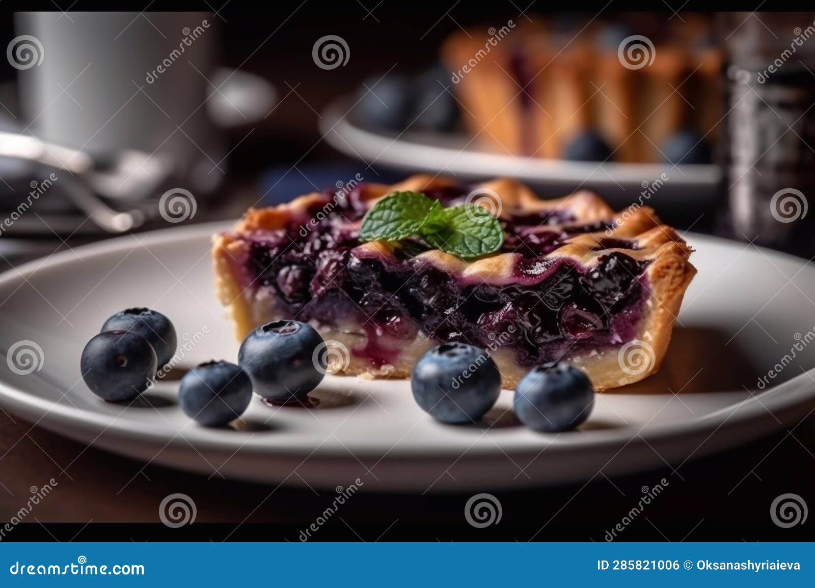 Blueberry Pie Slice on a Plate. Restaurant Serving Menu. Generative AI ...