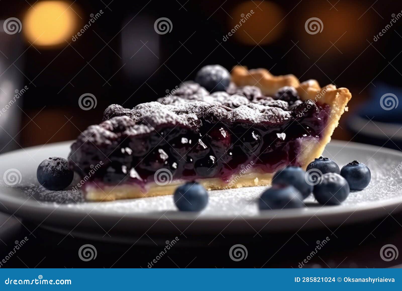 Blueberry Pie Slice on a Plate. Restaurant Serving Menu. Generative AI ...