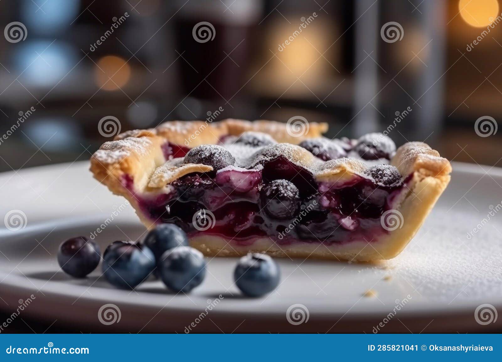 Blueberry Pie Slice on a Plate. Restaurant Serving Menu. Generative AI ...
