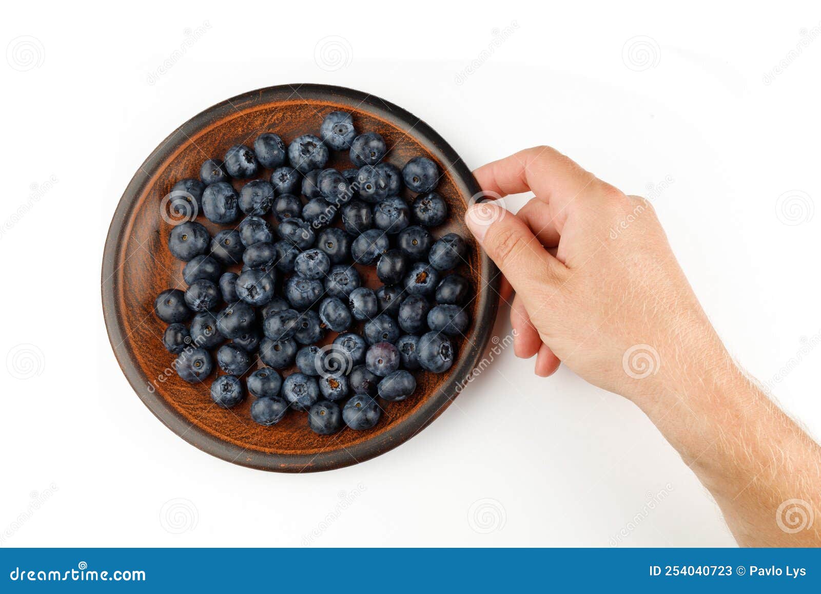 Blueberry in a Plate in Hands Stock Image - Image of vitamin, eating ...