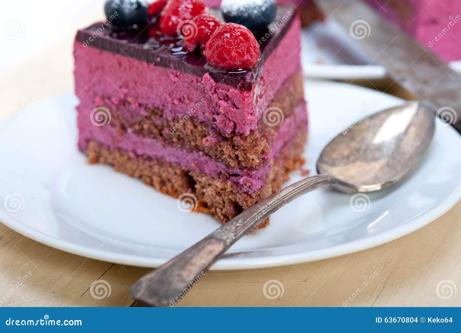 Blueberry and Raspberry Cake Mousse Dessert Stock Photo - Image of ...