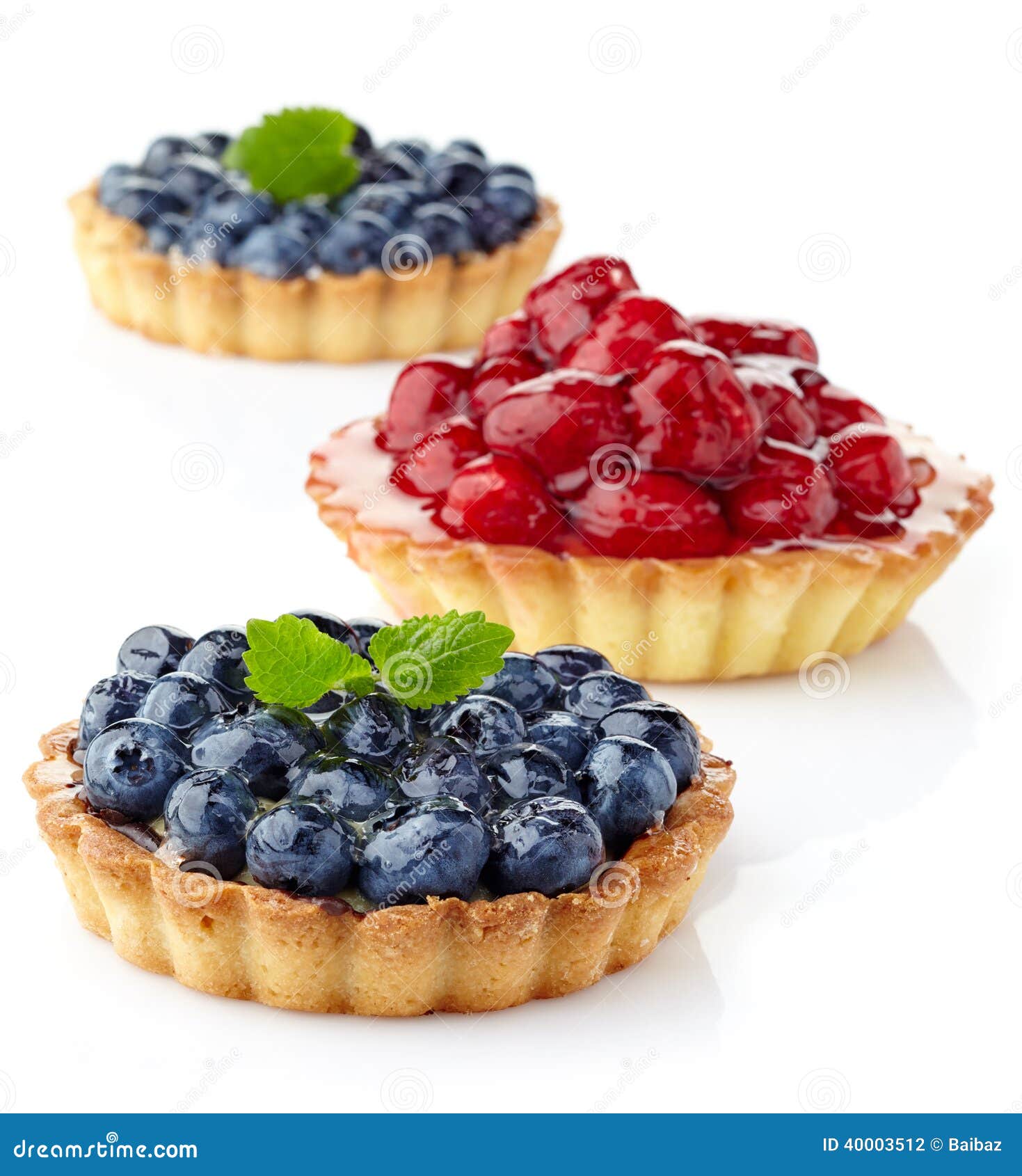 Blueberry and Raspberry Tarts Stock Photo - Image of decorated, custard ...