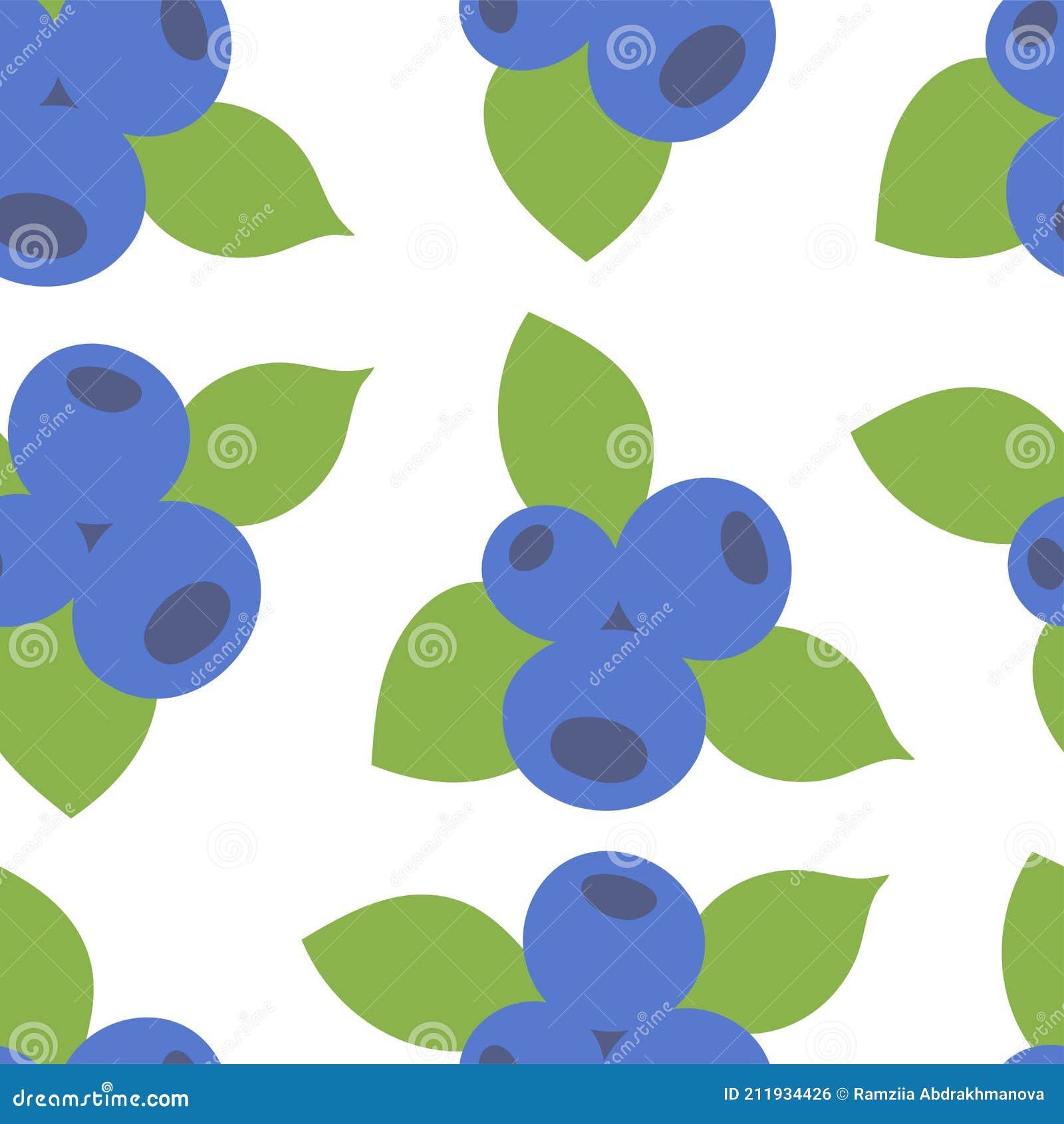 Blueberry Seamless Pattern. Vector Berries Stock Vector - Illustration ...