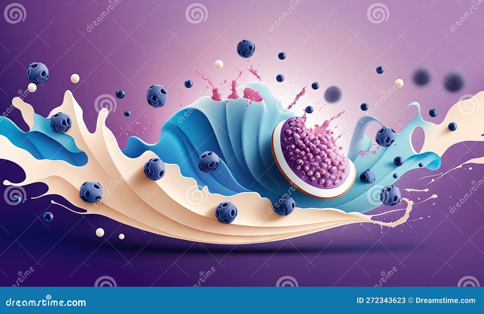 A Blueberry Splash with Blueberries on Top of it Stock Illustration ...