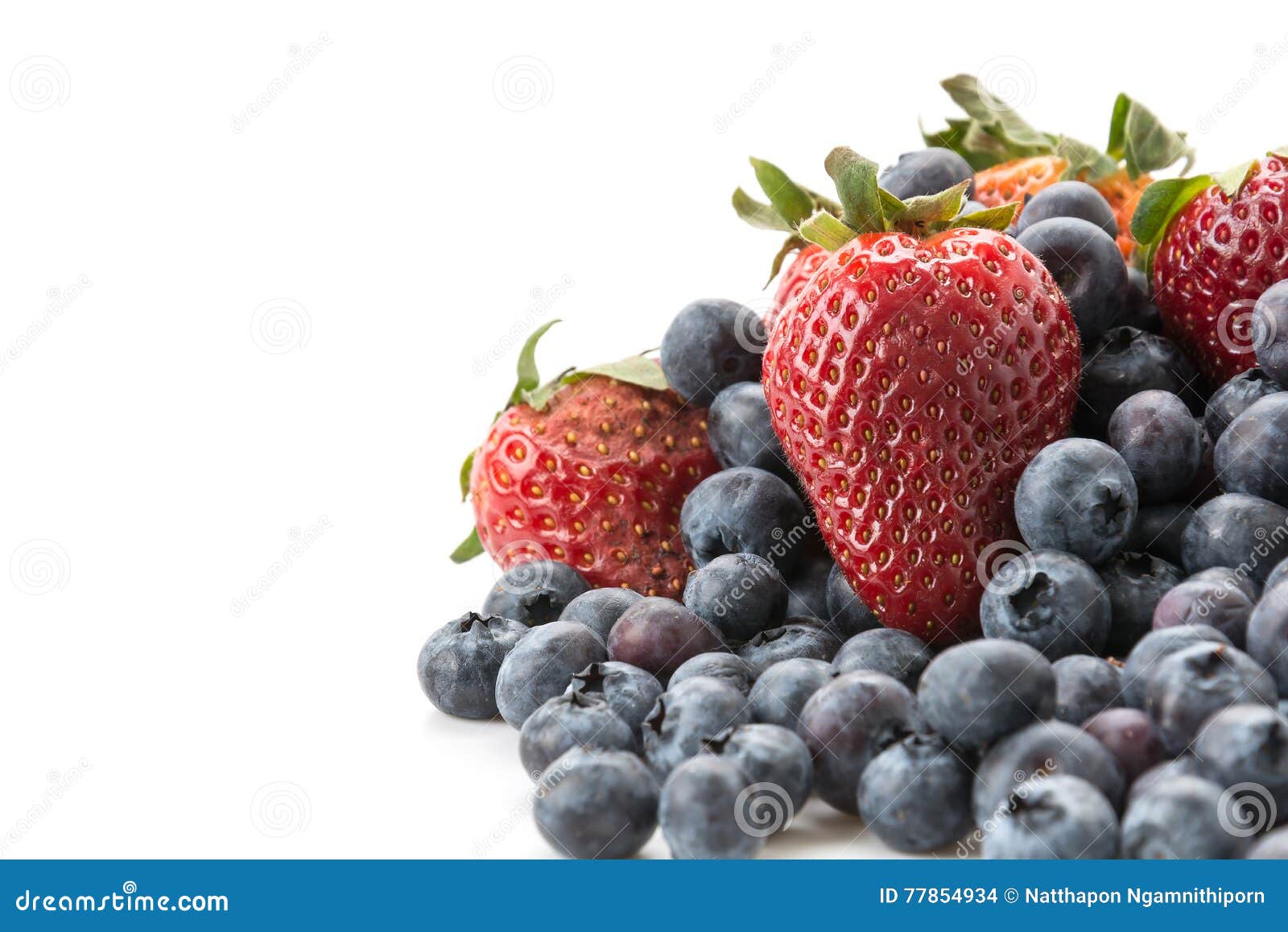 Blueberry and strawberry stock photo. Image of isolated - 77854934