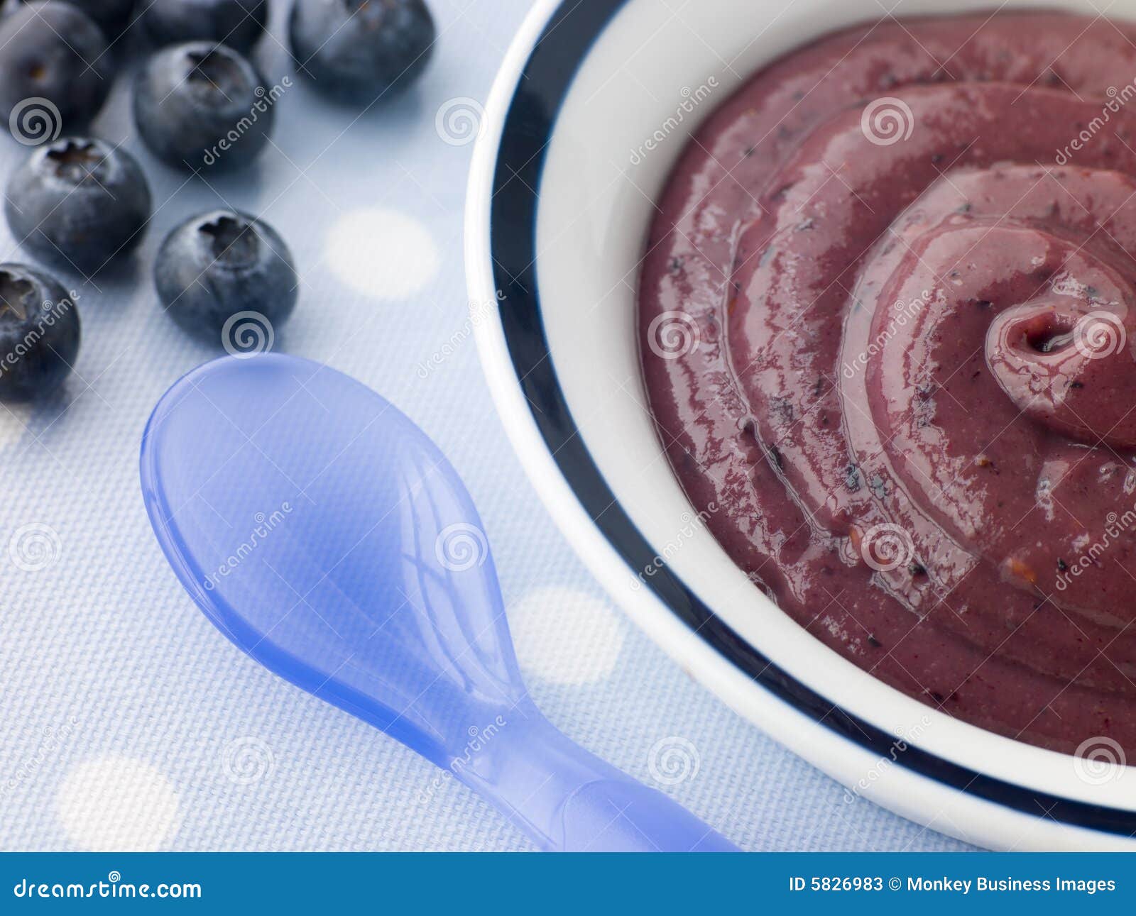 Blueberry and Sweet Rice Puree Stock Image - Image of rice, cutlery ...