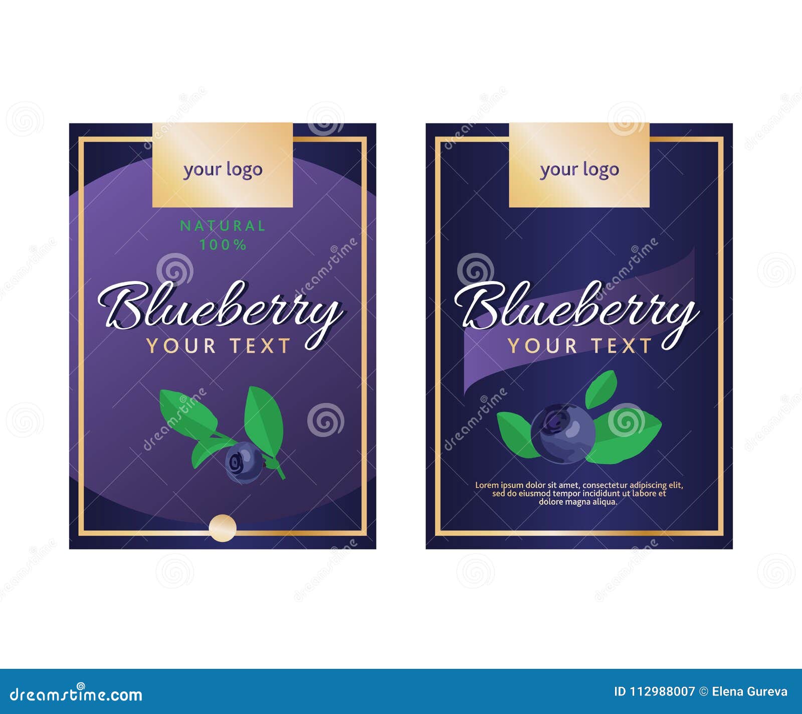 Vector Set of Product Labels. Blueberry Template for Food Packaging ...