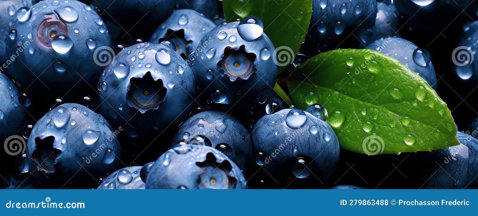 Blueberry with Water Drop, AI Generative Stock Illustration ...