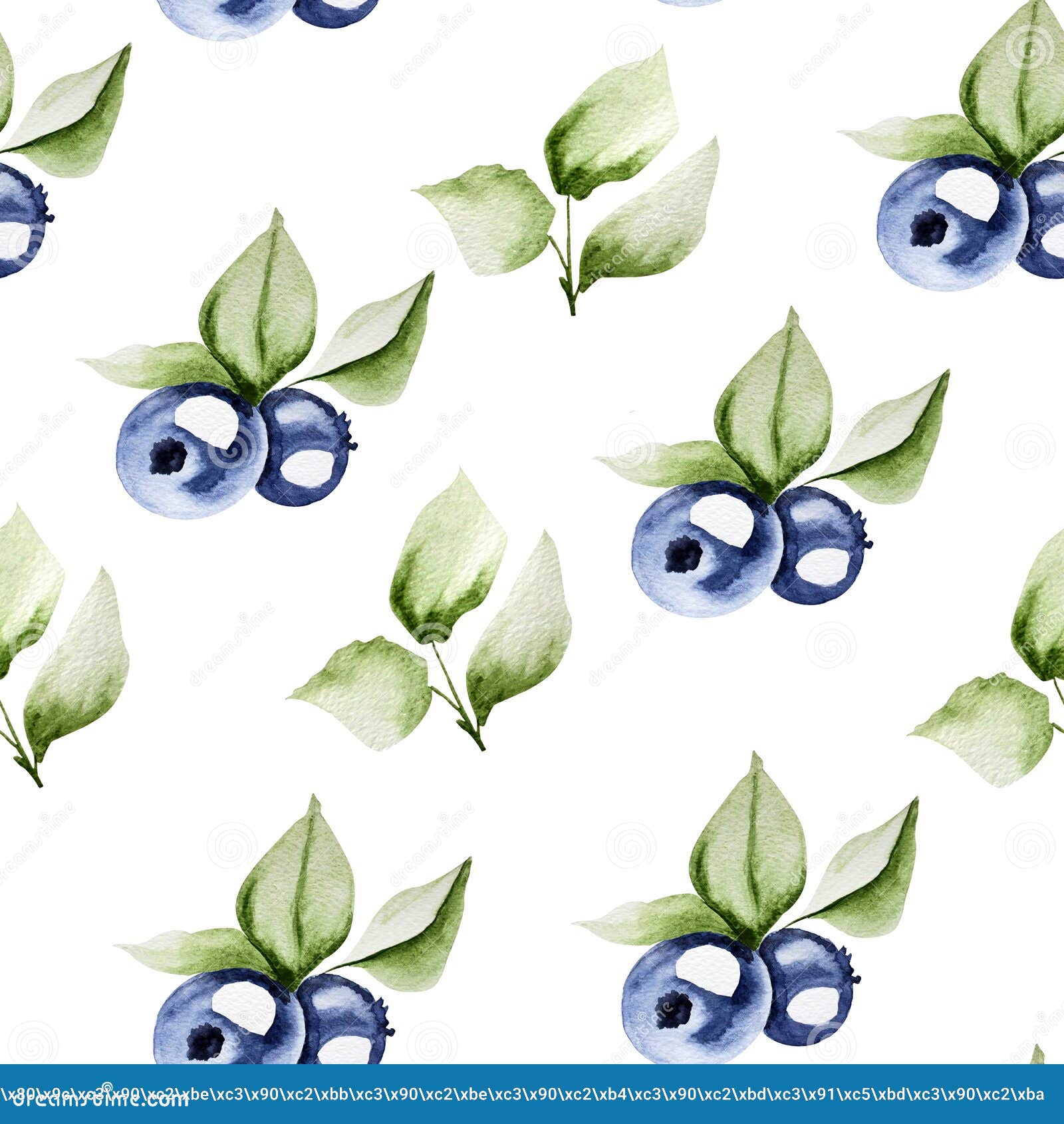 Blueberry Watercolor Seamless Pattern Stock Image - Image of ...