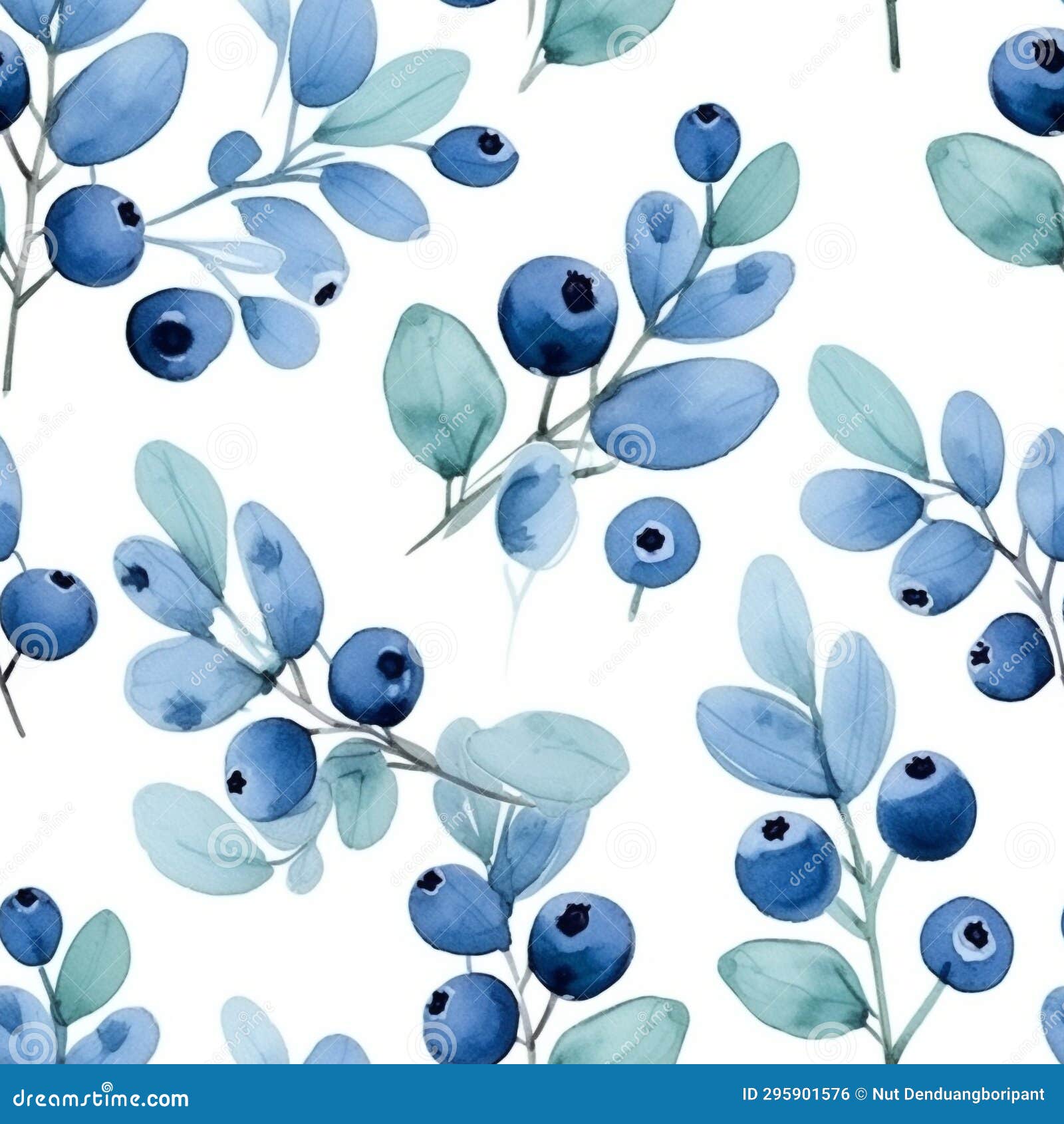 Blueberry Watercolor Seamless Pattern Wallpaper Background Stock ...