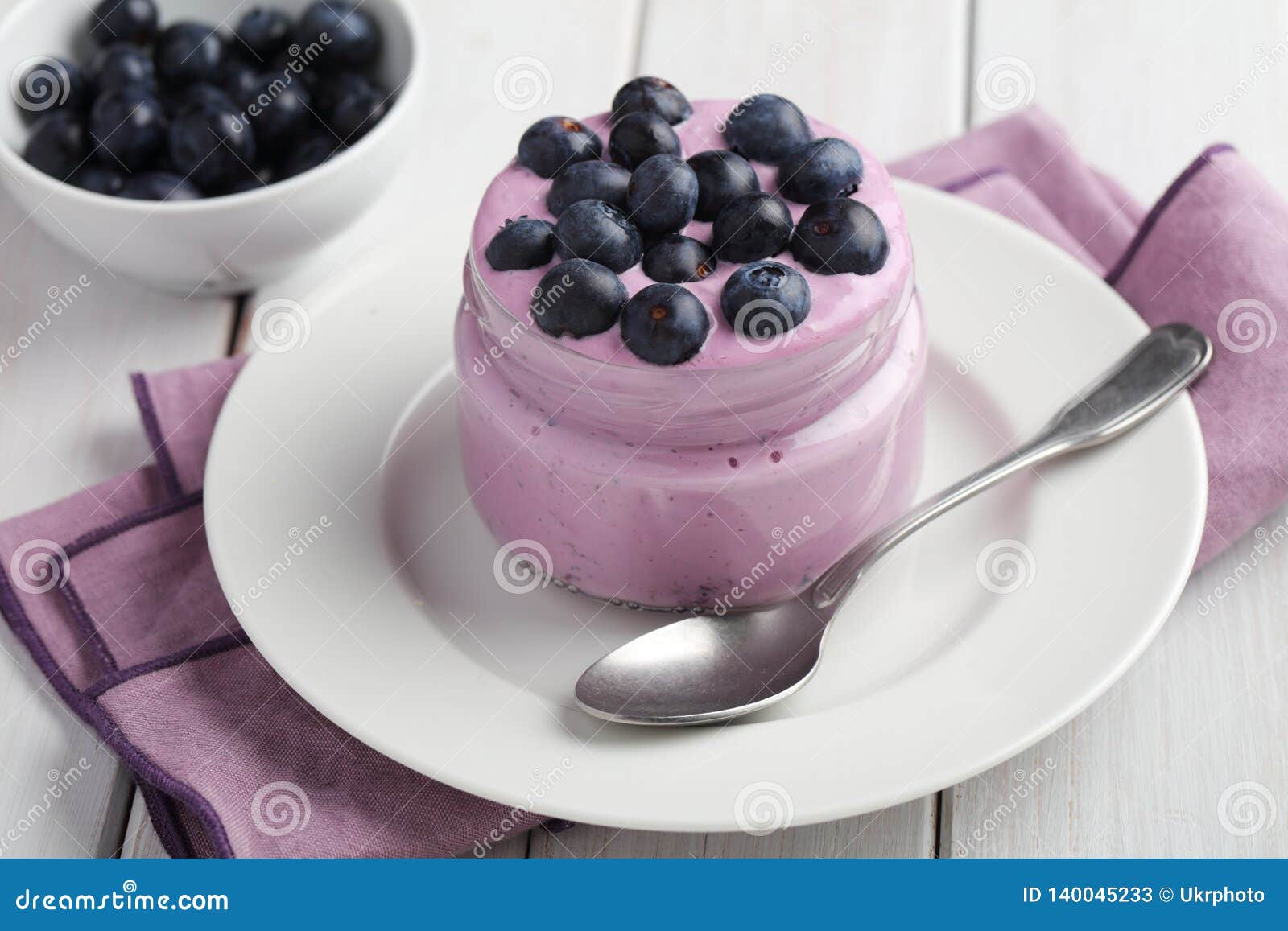 Blueberry Yogurt with Fresh Berries Stock Image - Image of food ...
