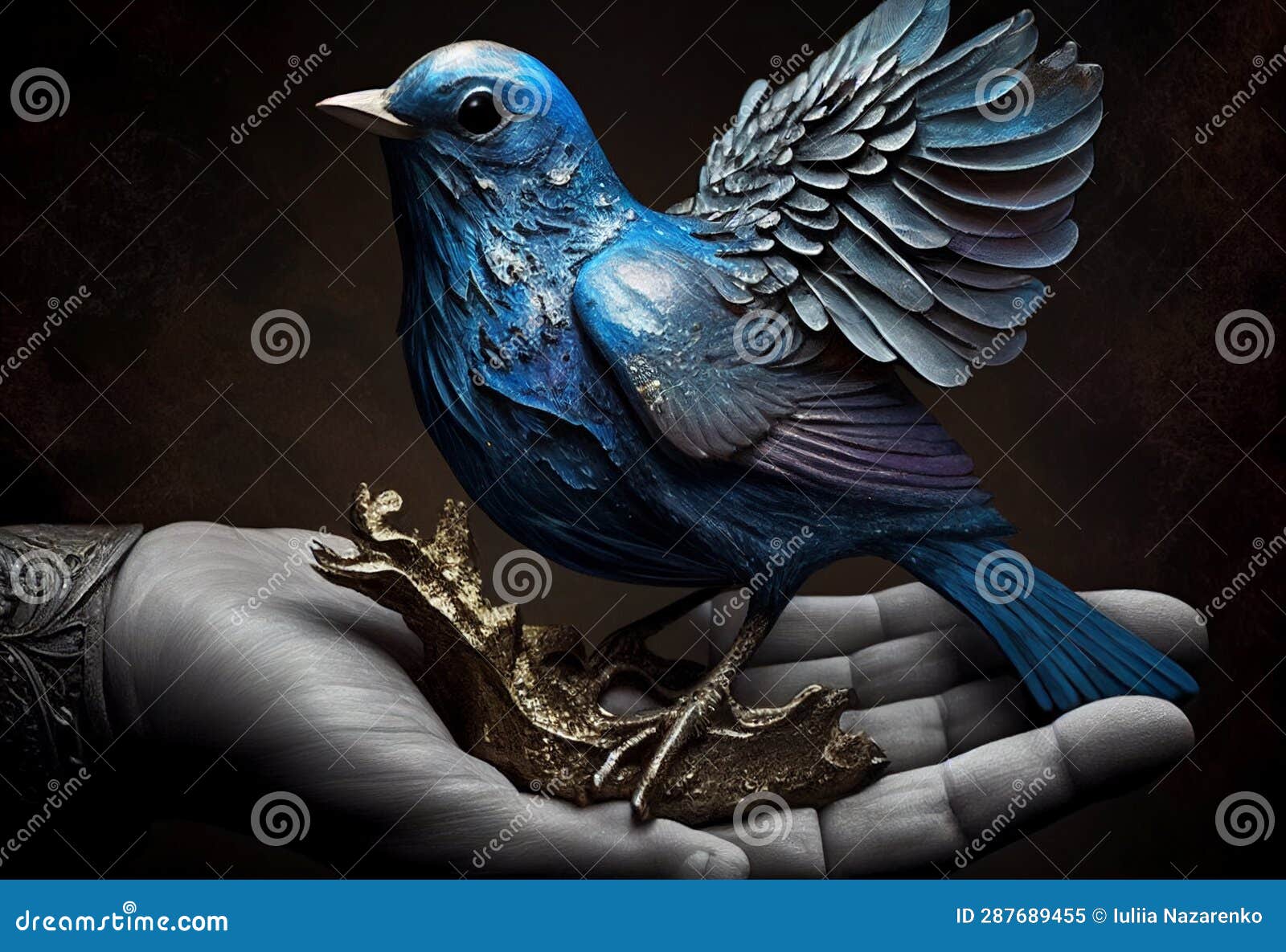 A Bluebird Sits in the Palm of Your Hand. AI Generated Stock Image ...