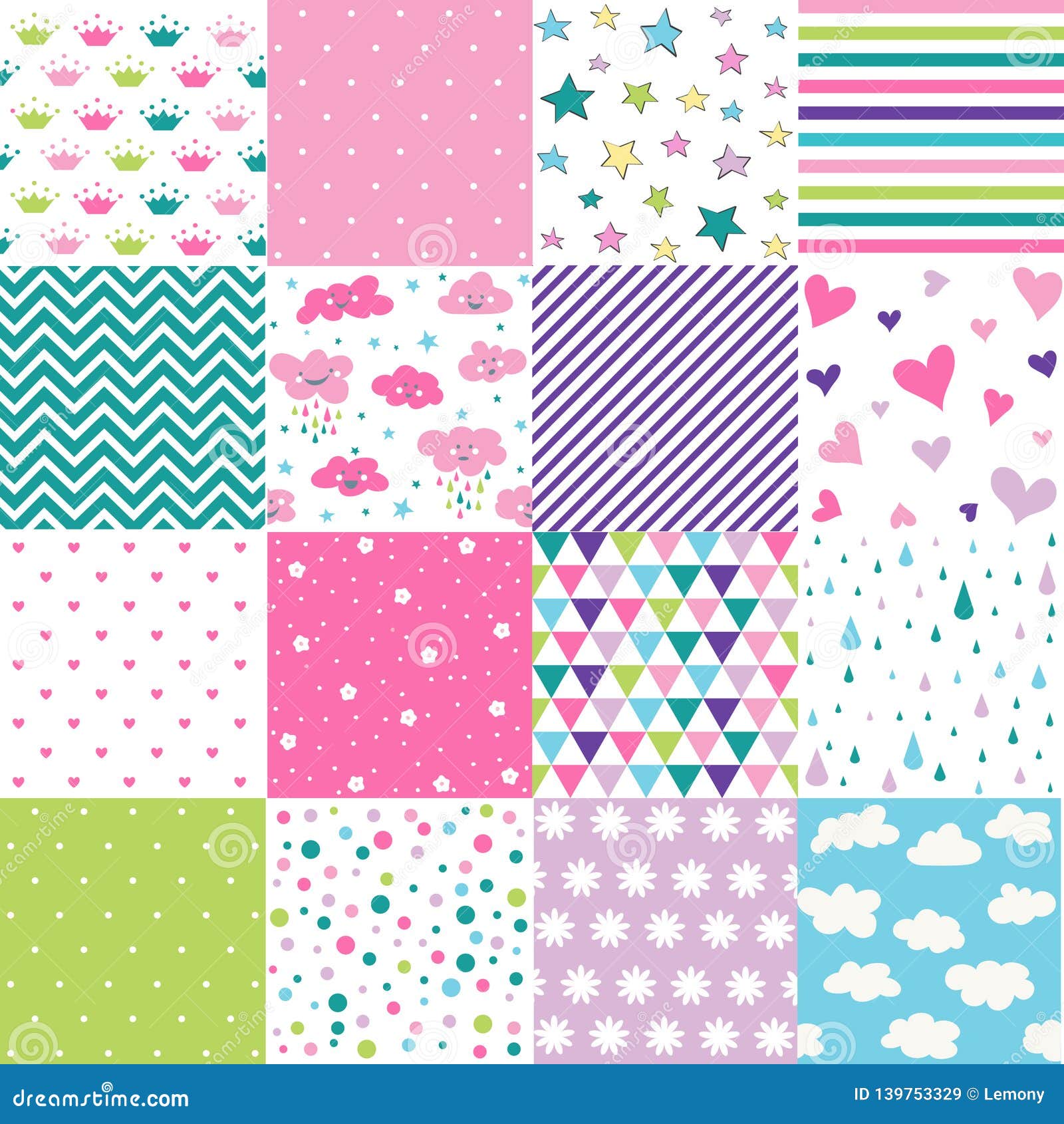 Cute Baby Background Seamless Pattern Stock Vector - Illustration of ...