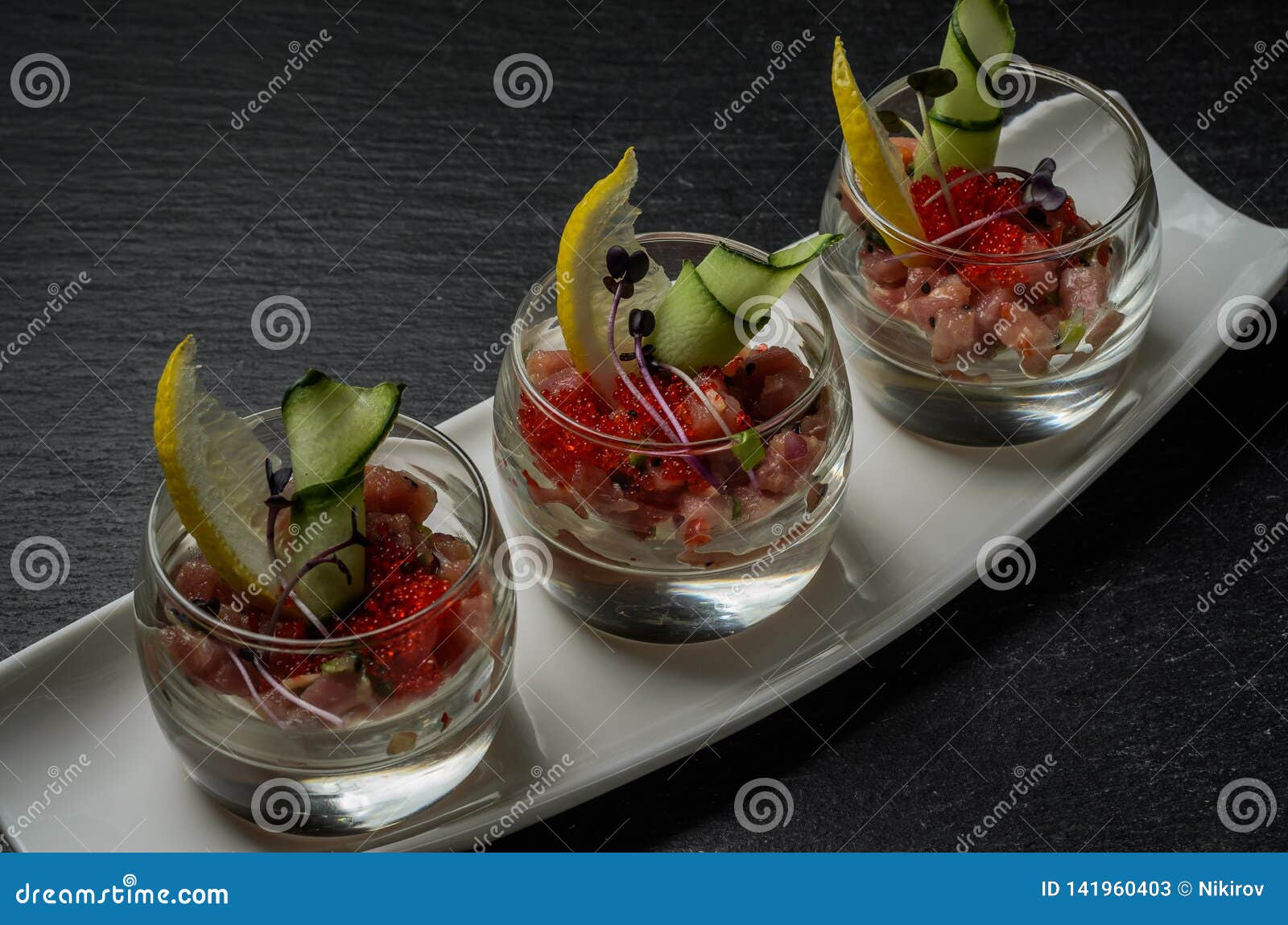 Bluefin with Ginger and Flying Fish Roe Stock Image - Image of dessert ...