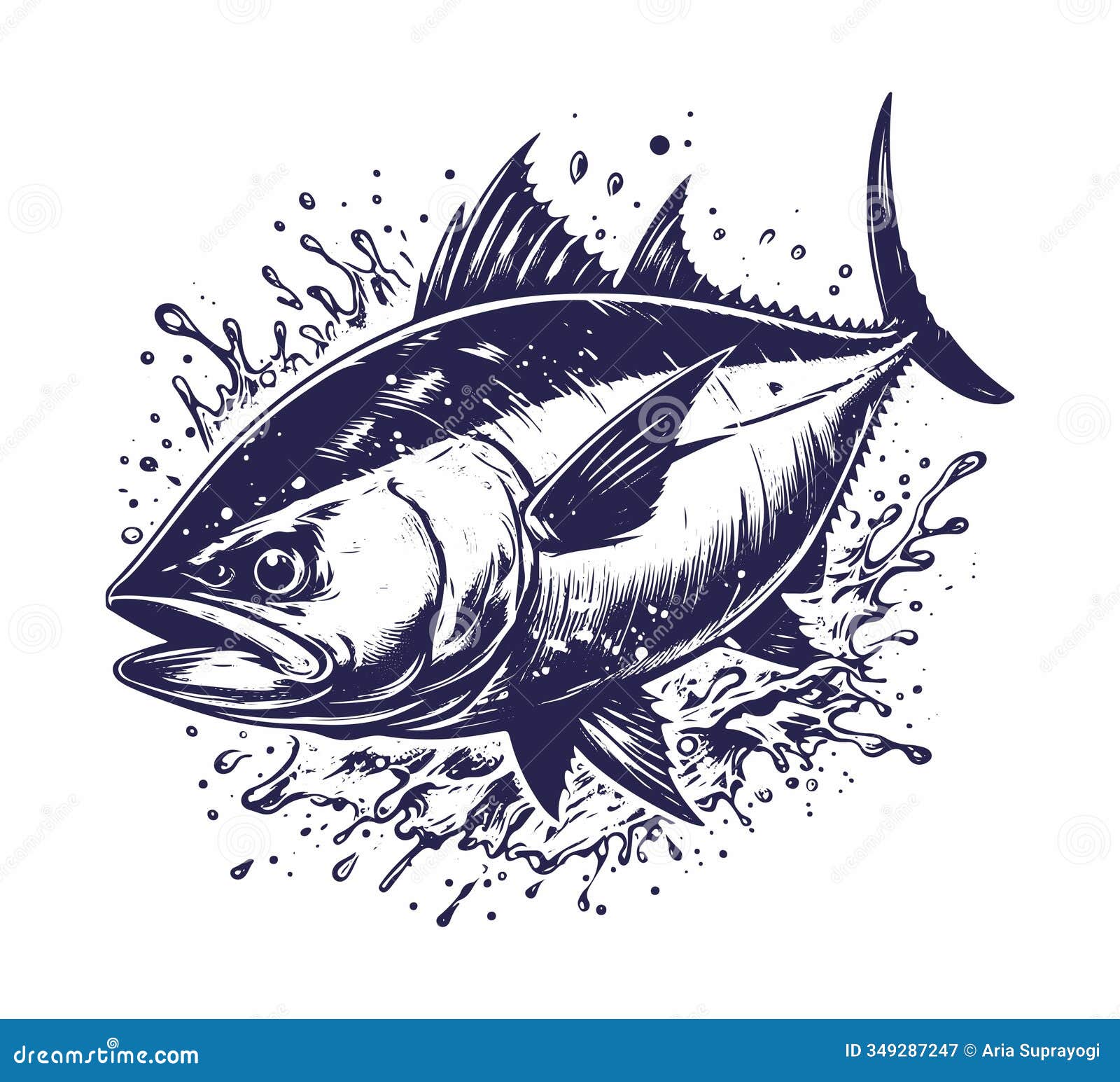 Bluefin Tuna Hand Drawn Vector Illustration Stock Illustration ...