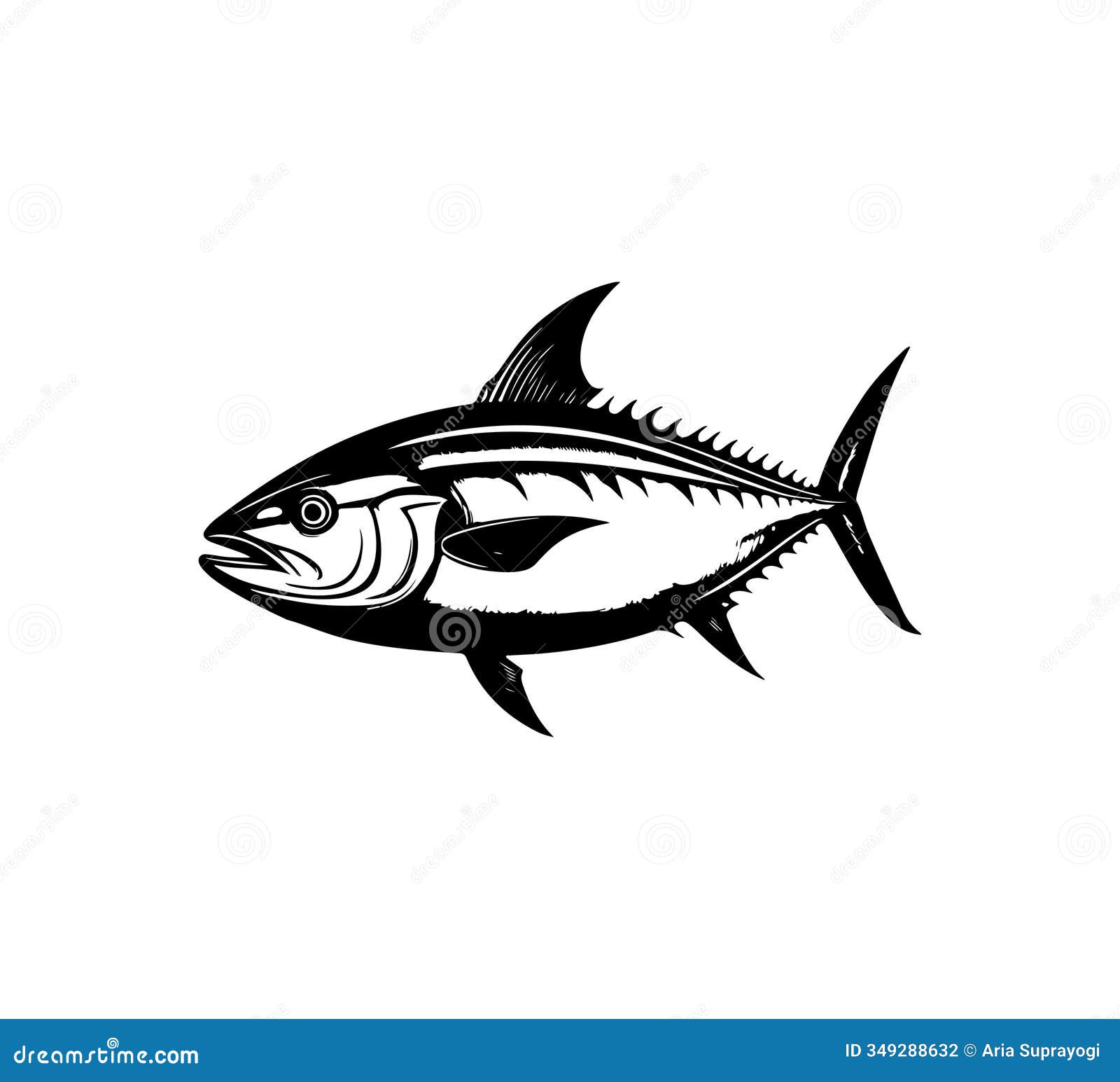 Bluefin Tuna Hand Drawn Vector Illustration Stock Illustration ...