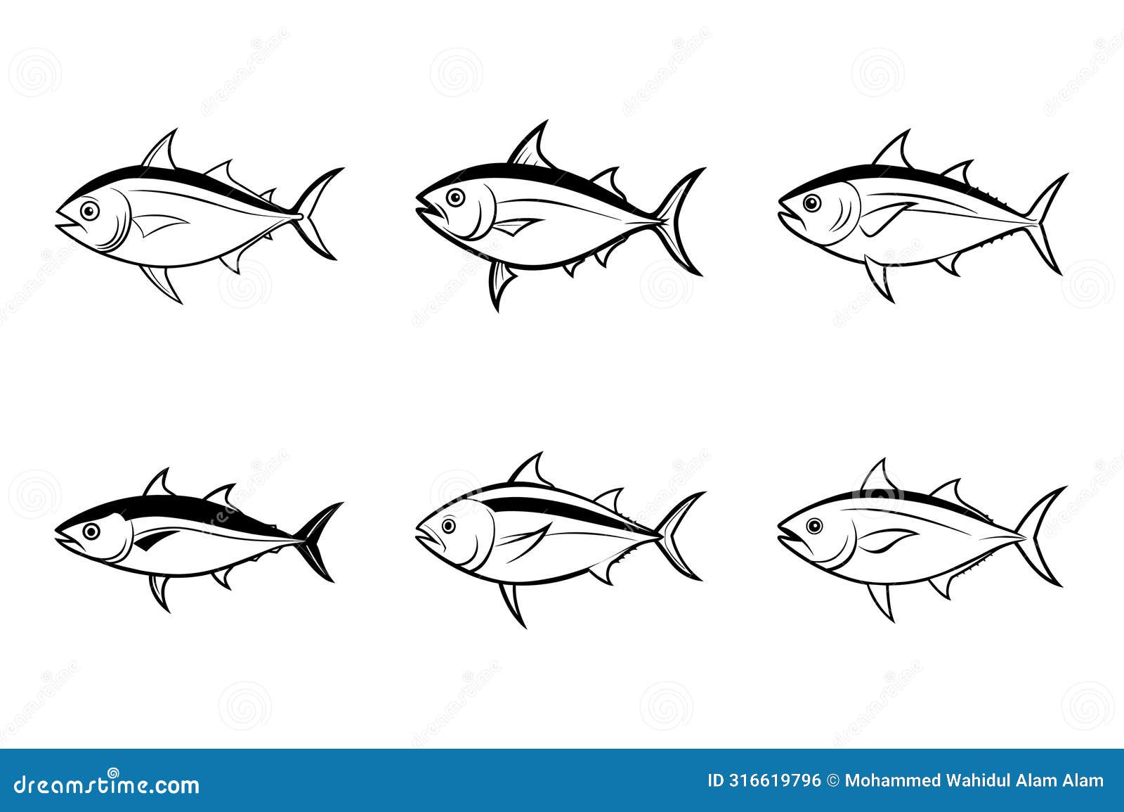6 Bluefin Tuna Vector Illustration Stock Vector - Illustration of ...