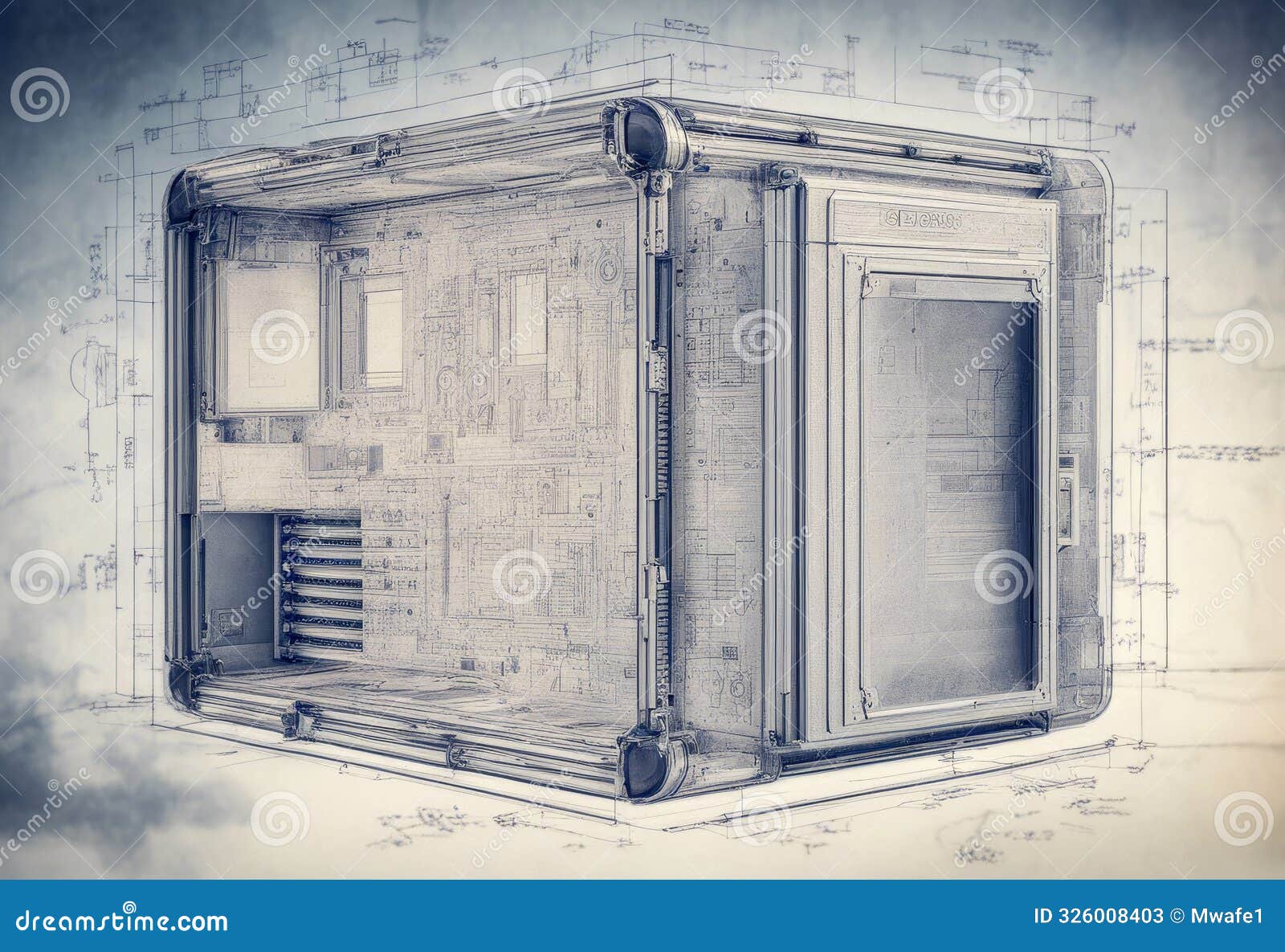 Blueprint Architect Case Computer Design Drawing Blue Vignetting ...