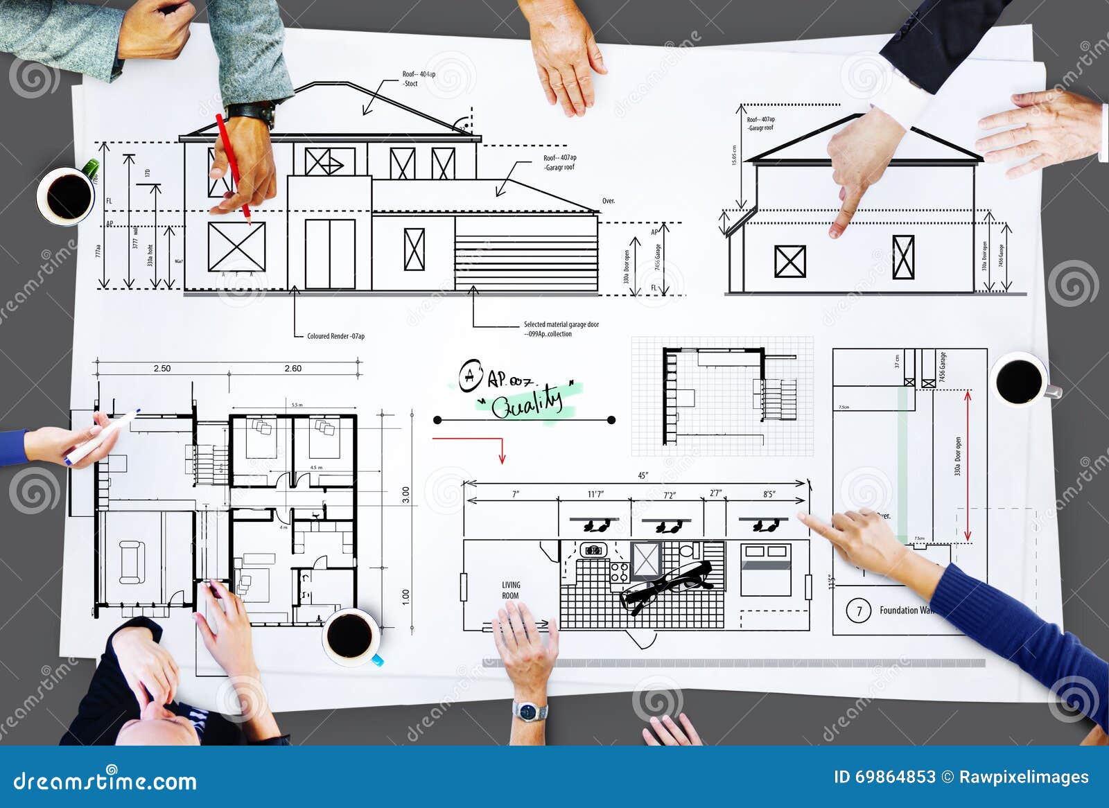 Blueprint Architect Construction Project Sketch Concept Stock Image ...