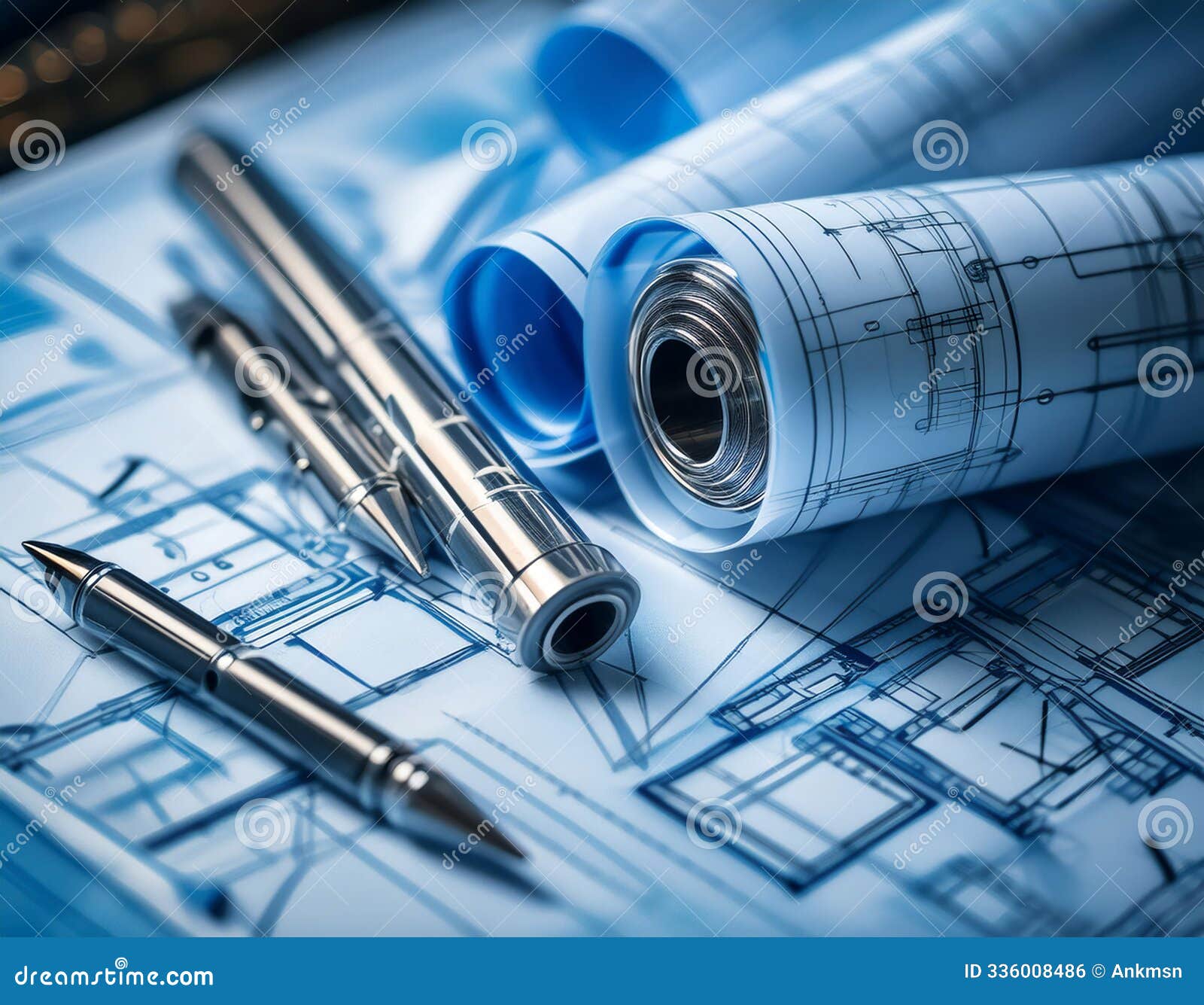 Blueprint and Architectural Design, Featuring Symbols Like Technical ...