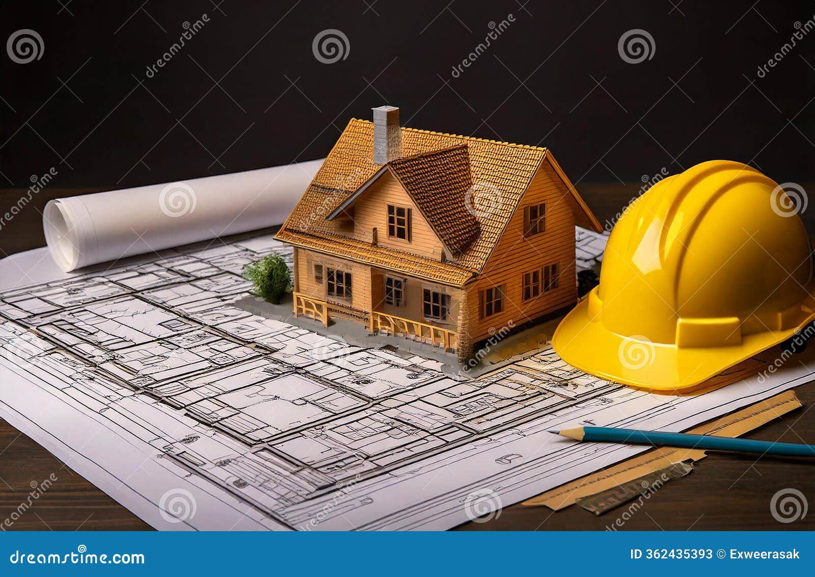 Blueprint and Architectural Design, Featuring Symbols Like Technical ...