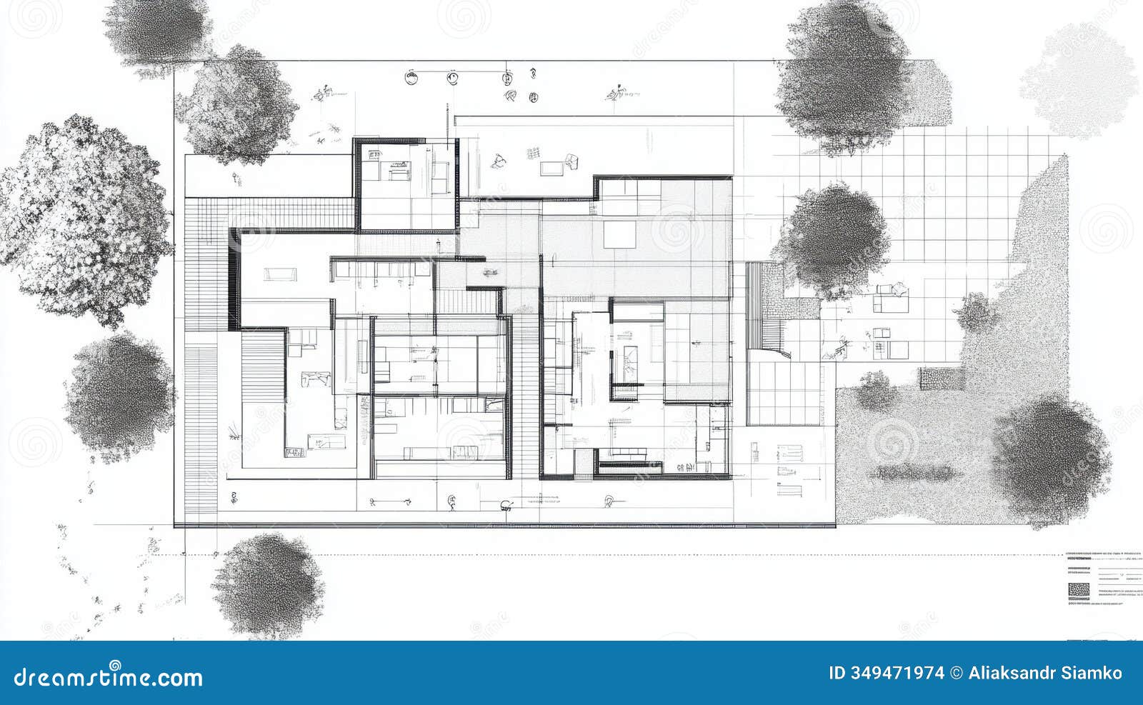 Blueprint And Architectural Design, Featuring Symbols Like Technical ...
