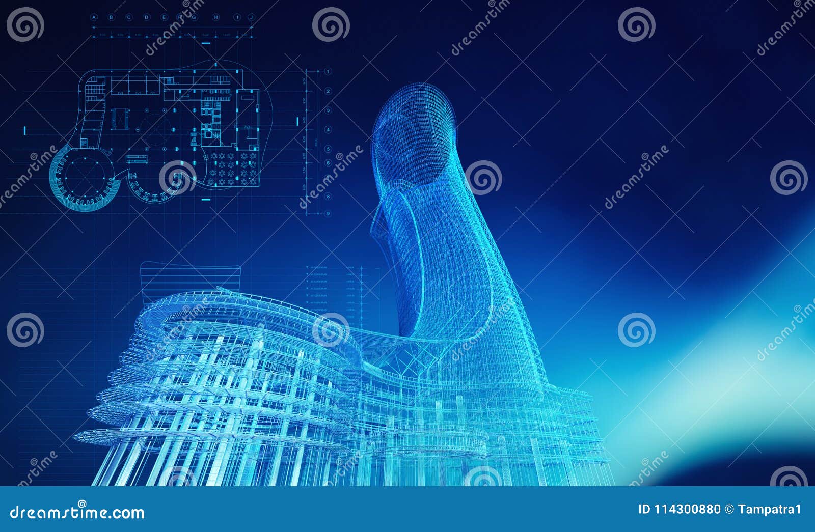 Blueprint of Architecture Building in Technology Construction Stock ...