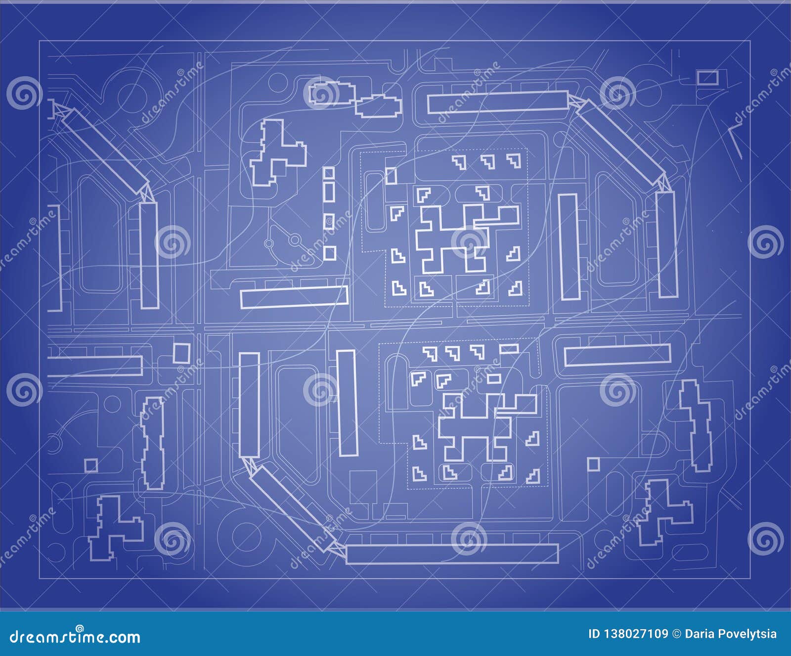 Blueprint Art on the Blue Background. Vector with White Line Stock ...