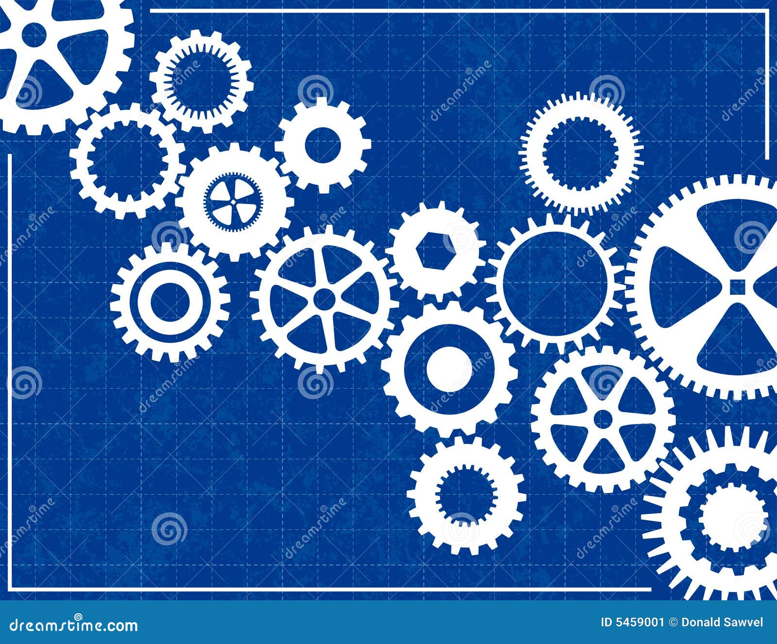 Blueprint Background with Cogs Stock Vector - Illustration of machine ...