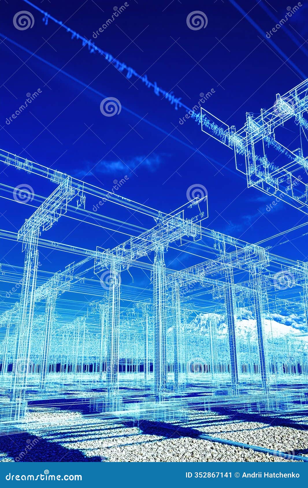 Blueprint-based Rendering of High-voltage Power Connections in a Desert ...