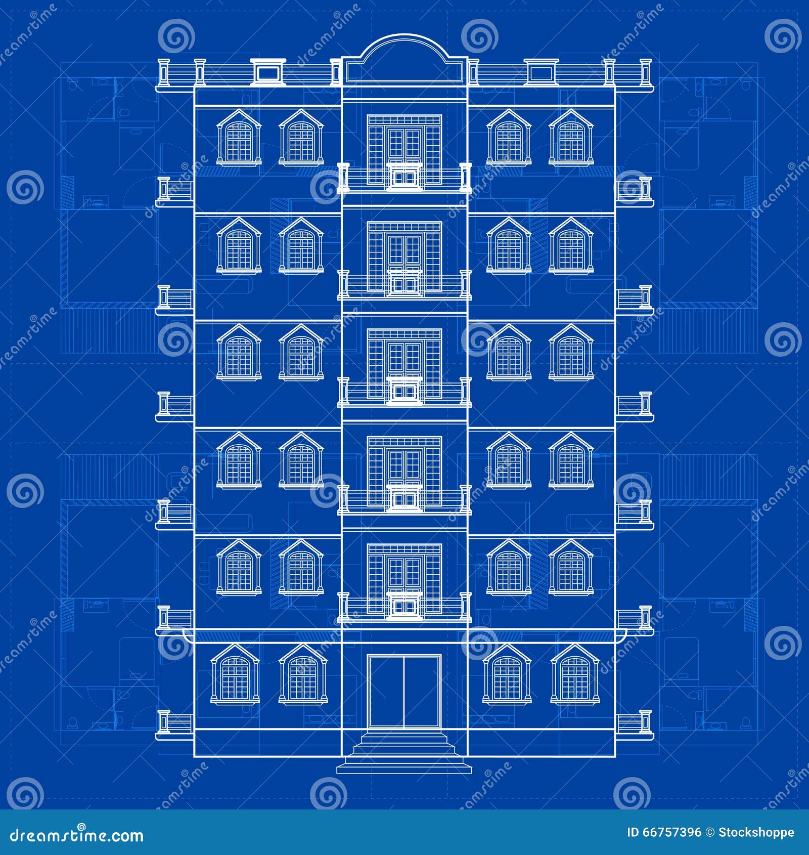 Blueprint of Building stock vector. Illustration of drawing - 66757396