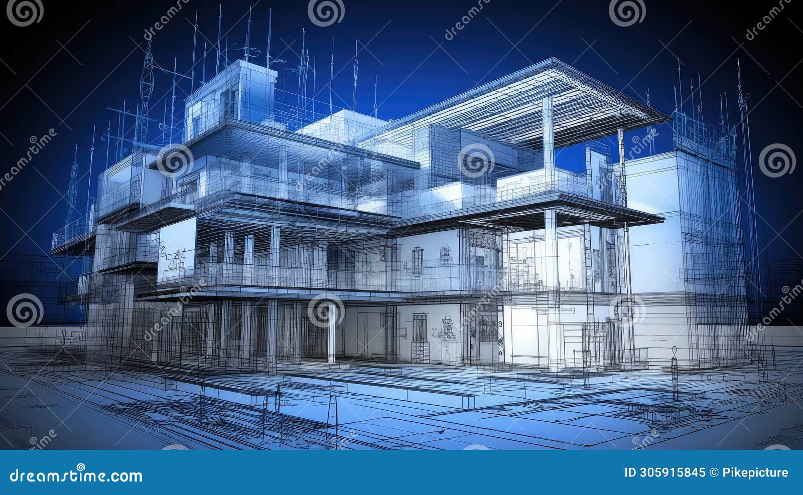Blueprint Building Schematic Stock Illustration - Illustration of ...