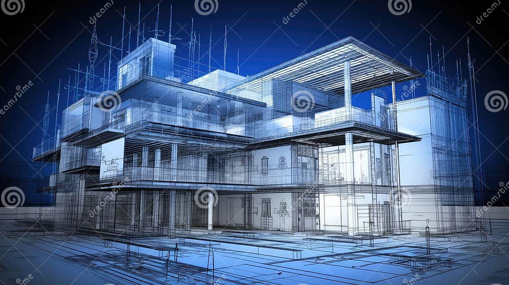 Blueprint Building Schematic Stock Illustration - Illustration of ...