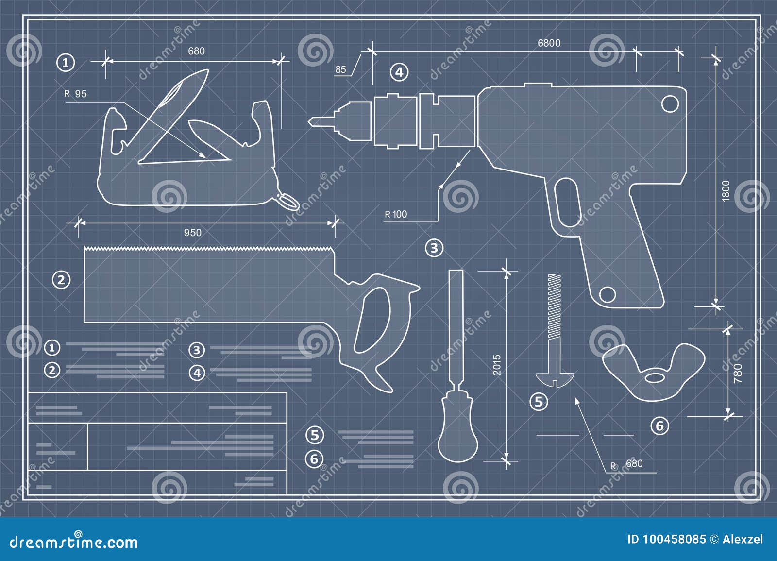 Blueprint building tool stock vector. Illustration of draft - 100458085