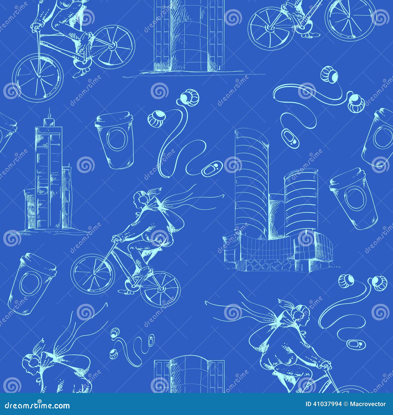 Blueprint City Seamless Pattern Stock Vector - Illustration of ...