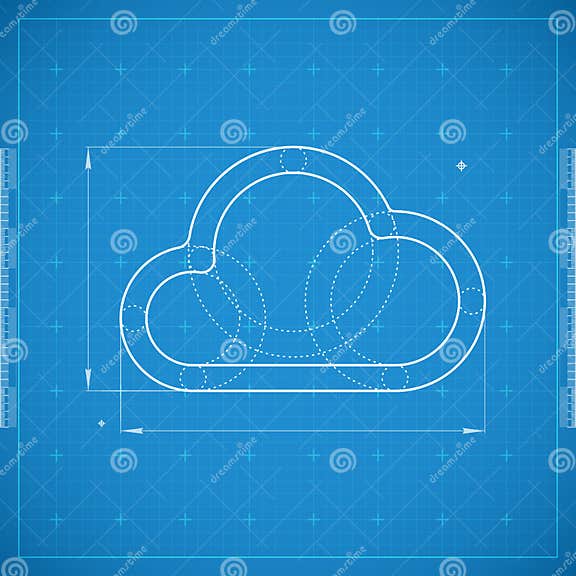 Blueprint of Cloud. Stylized Vector Illustration. Stock Vector ...