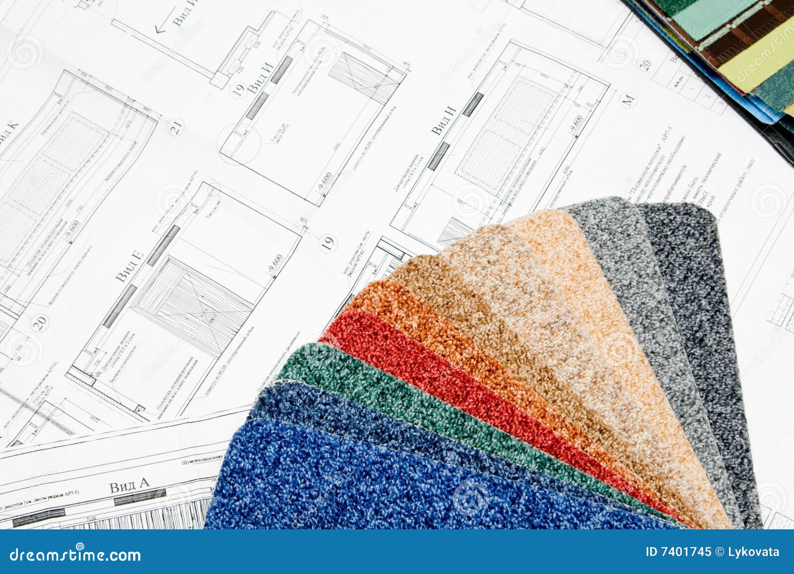 Blueprint and color swatch stock image. Image of plans - 7401745
