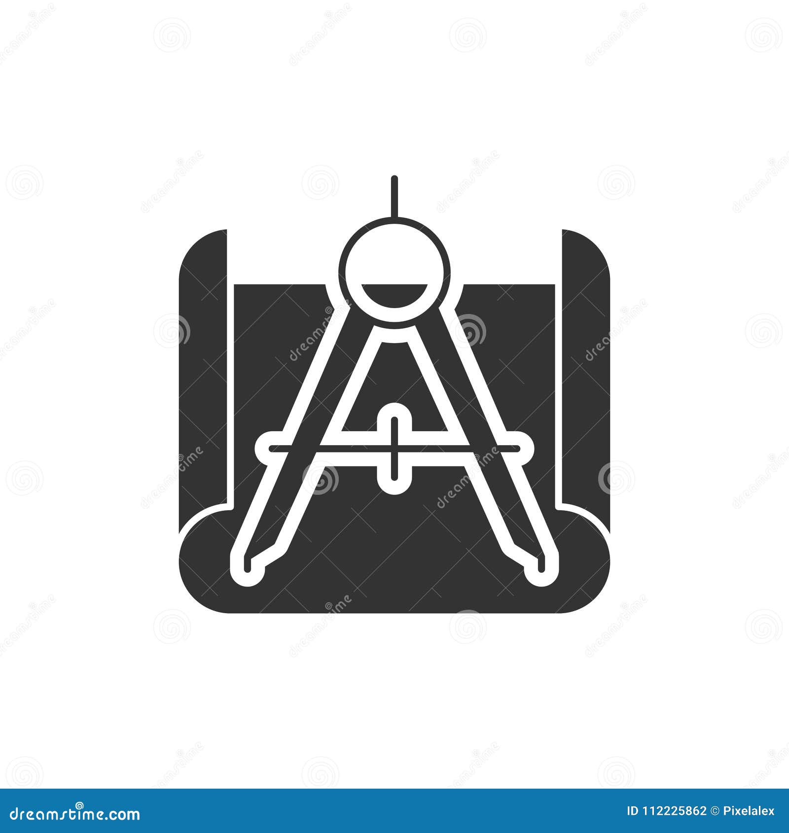 Blueprint with Compass Icon Stock Vector - Illustration of draw ...