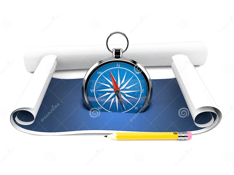 Blueprint with compass stock illustration. Illustration of blueprint ...