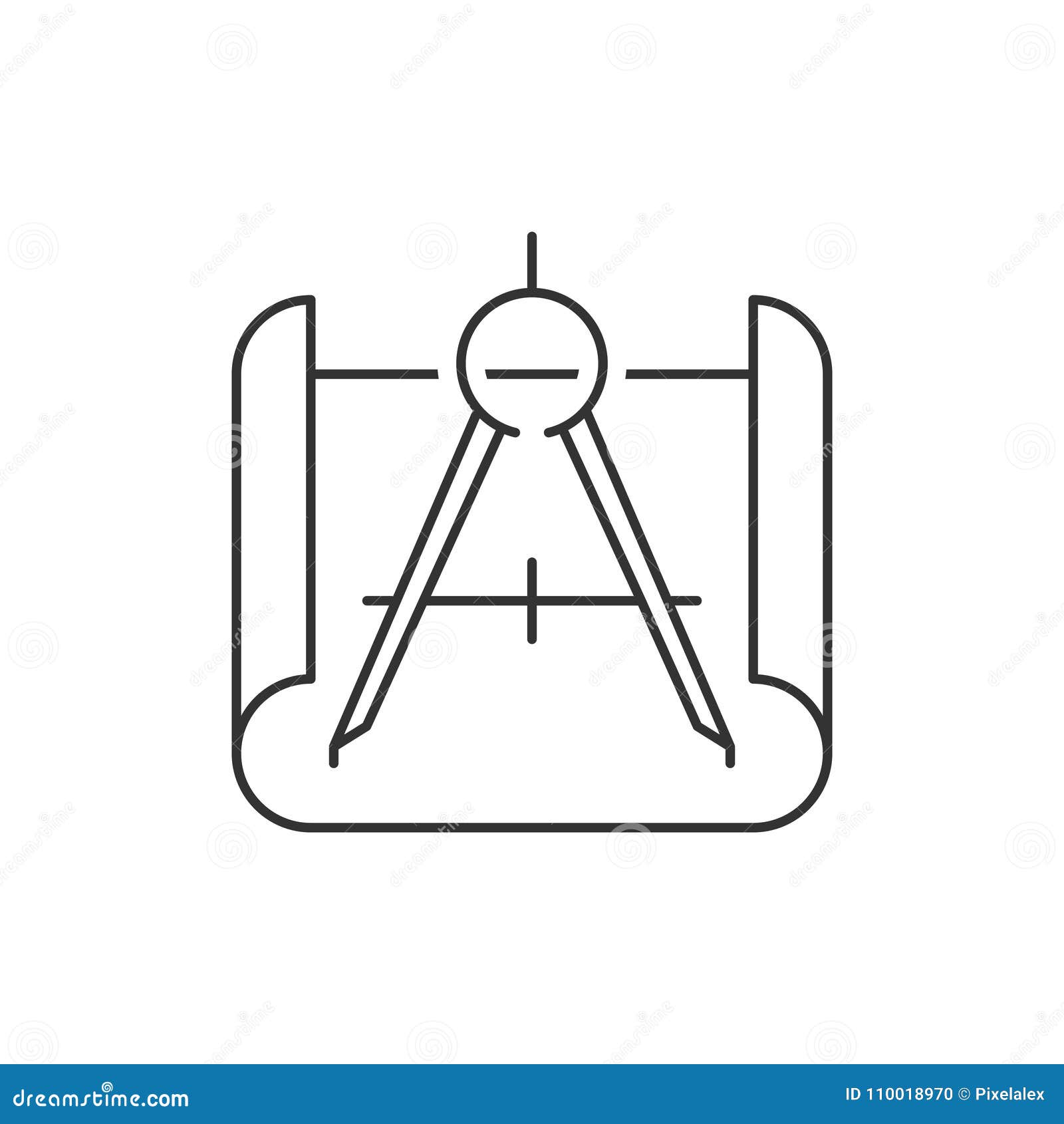 Blueprint with Compass Icon Stock Vector - Illustration of painting ...